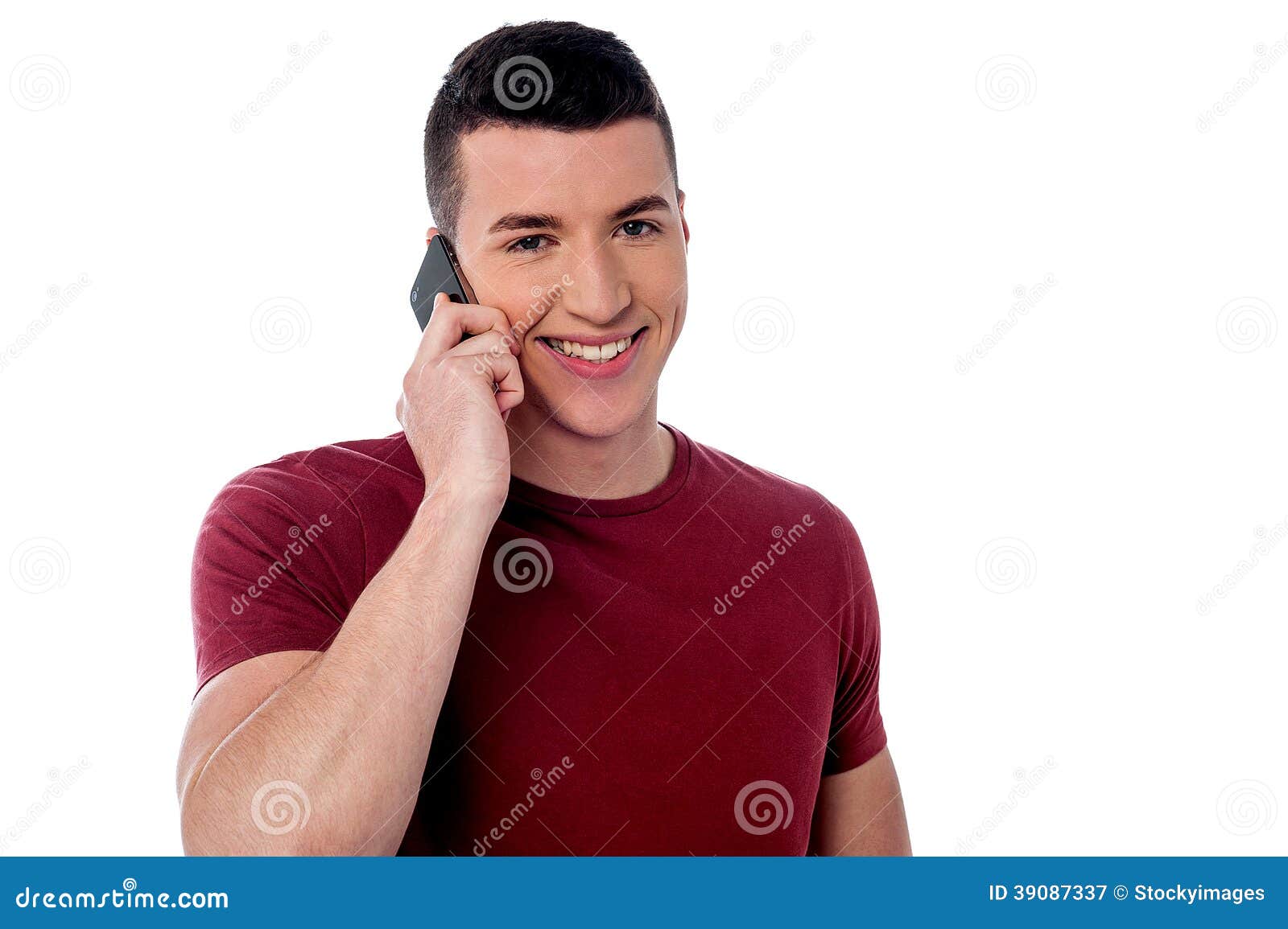 Charming Yong Guy Communicating Stock Image - Image of caucasian ...