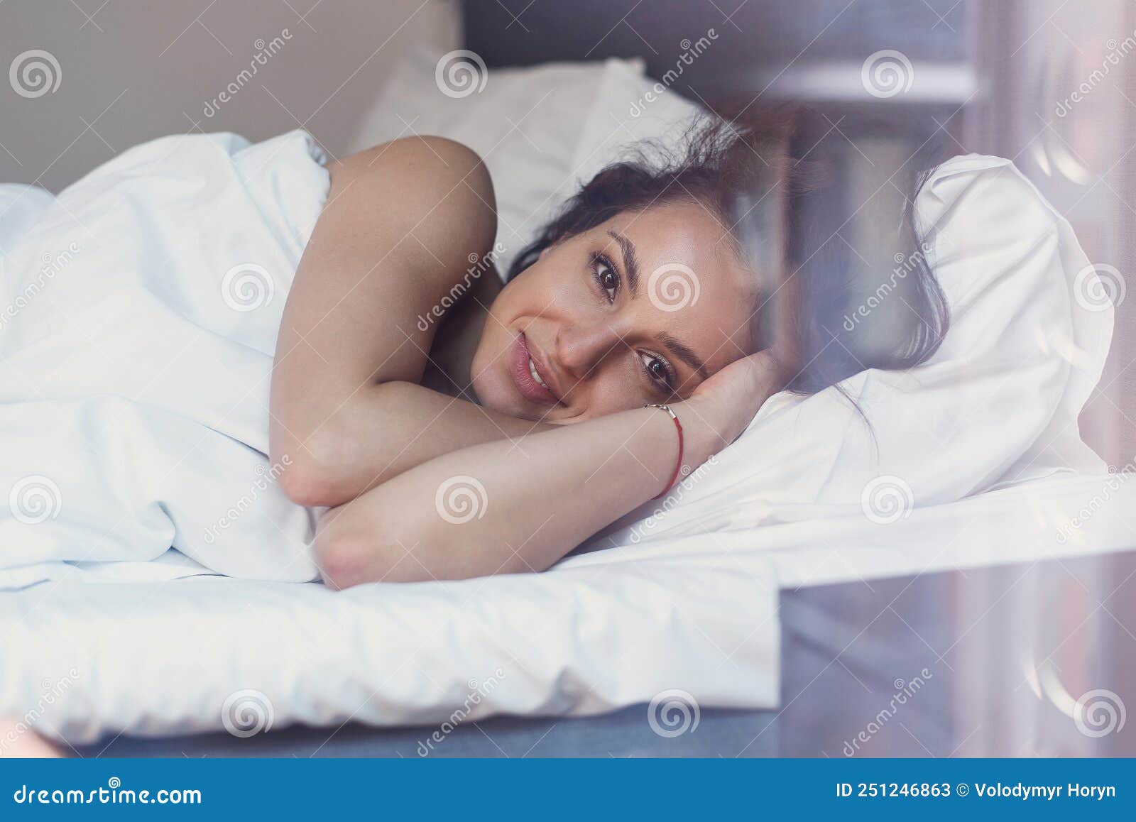 Beautiful Young Woman Wakes Up In Her Bed Fully Rested A Woman With A