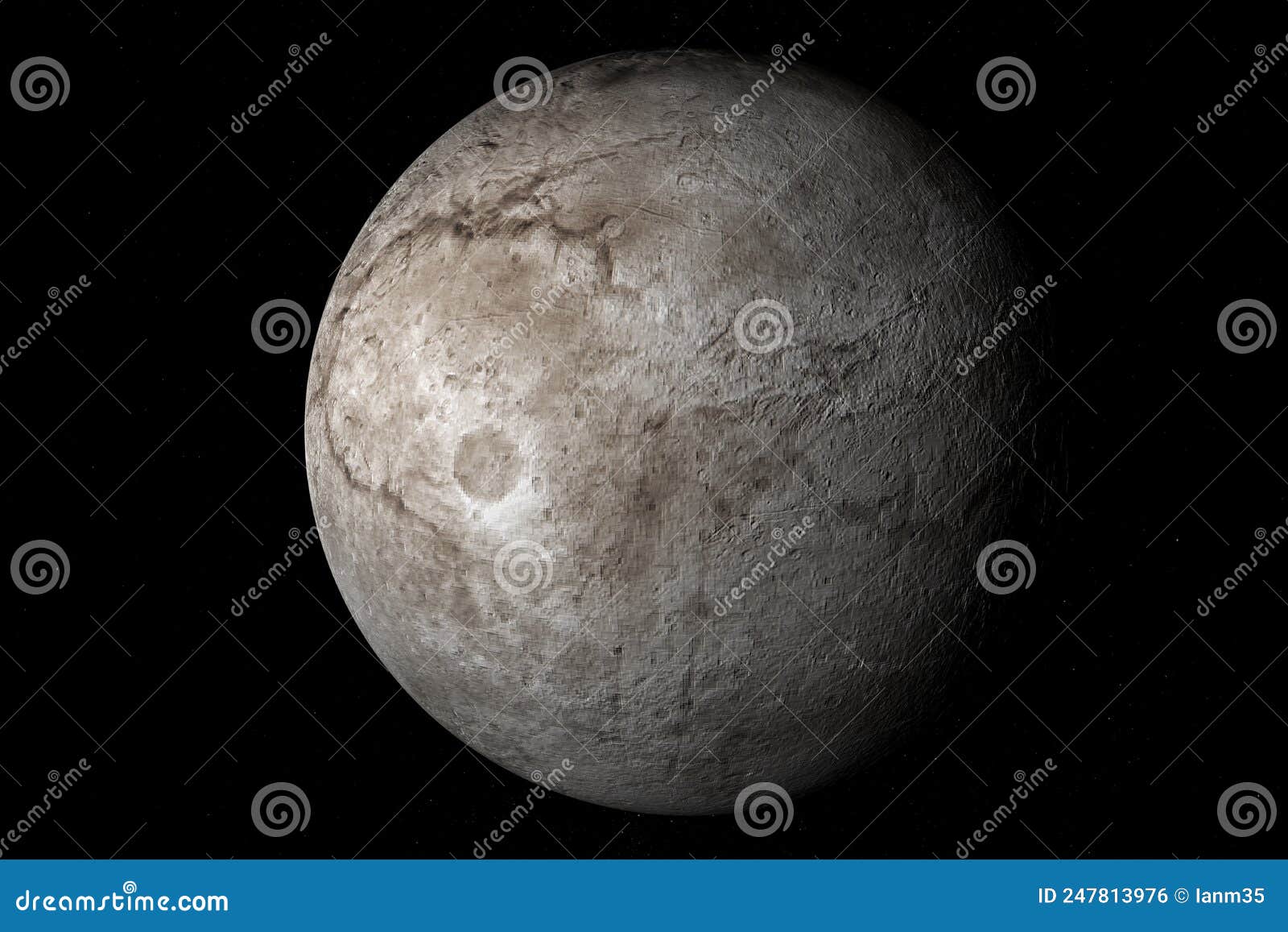 Charon, Natural Satellite of Dwarf Planet Pluto. 3d Render Stock ...
