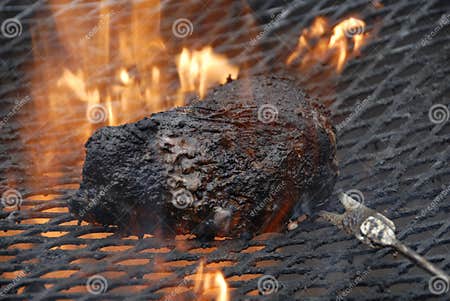 Charred beef on the grill stock image. Image of country - 8031845