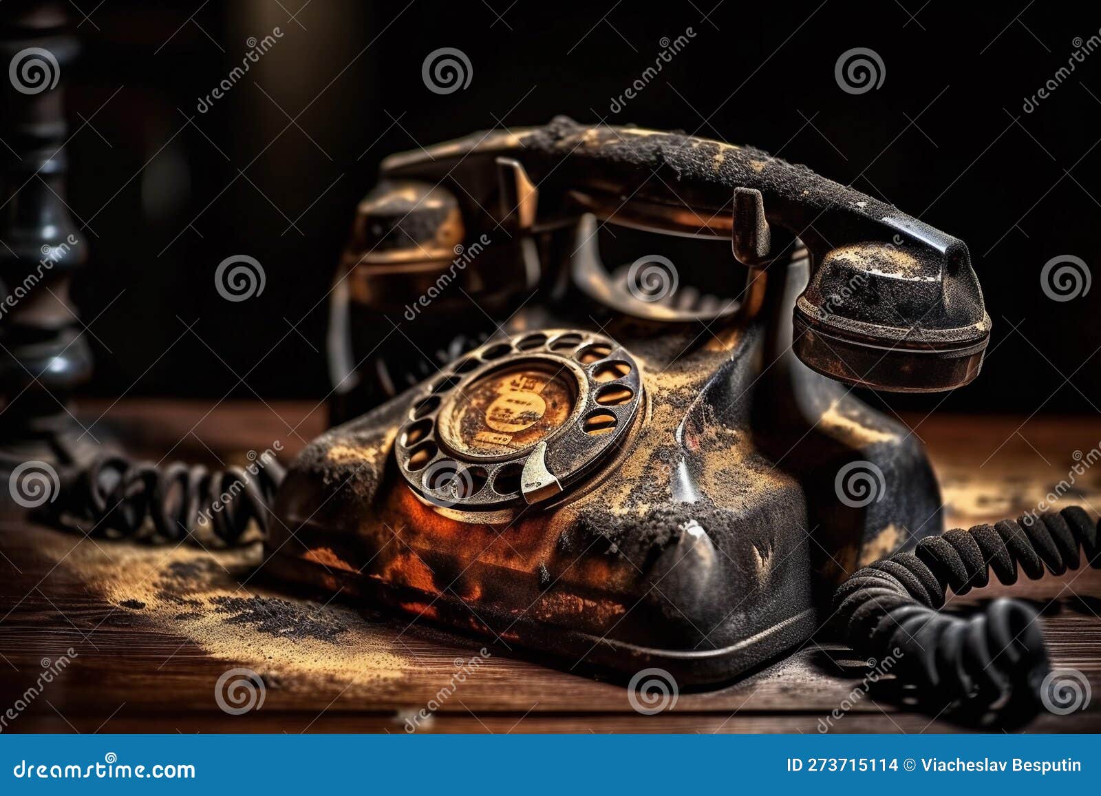 Charred and Burning Old Phone. Stock Illustration - Illustration of ...