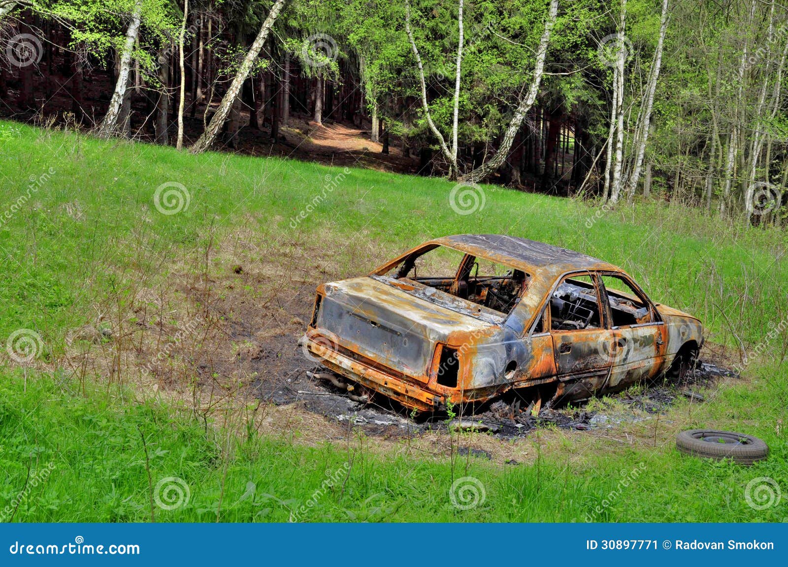 Charred car. stock image. Image of fall, disaster, burn - 30897771