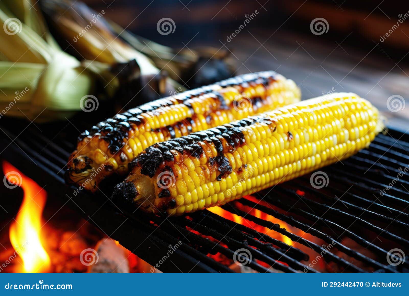 Charred Corn on the Cob on a Bamboo Mat Stock Photo - Image of bamboo ...