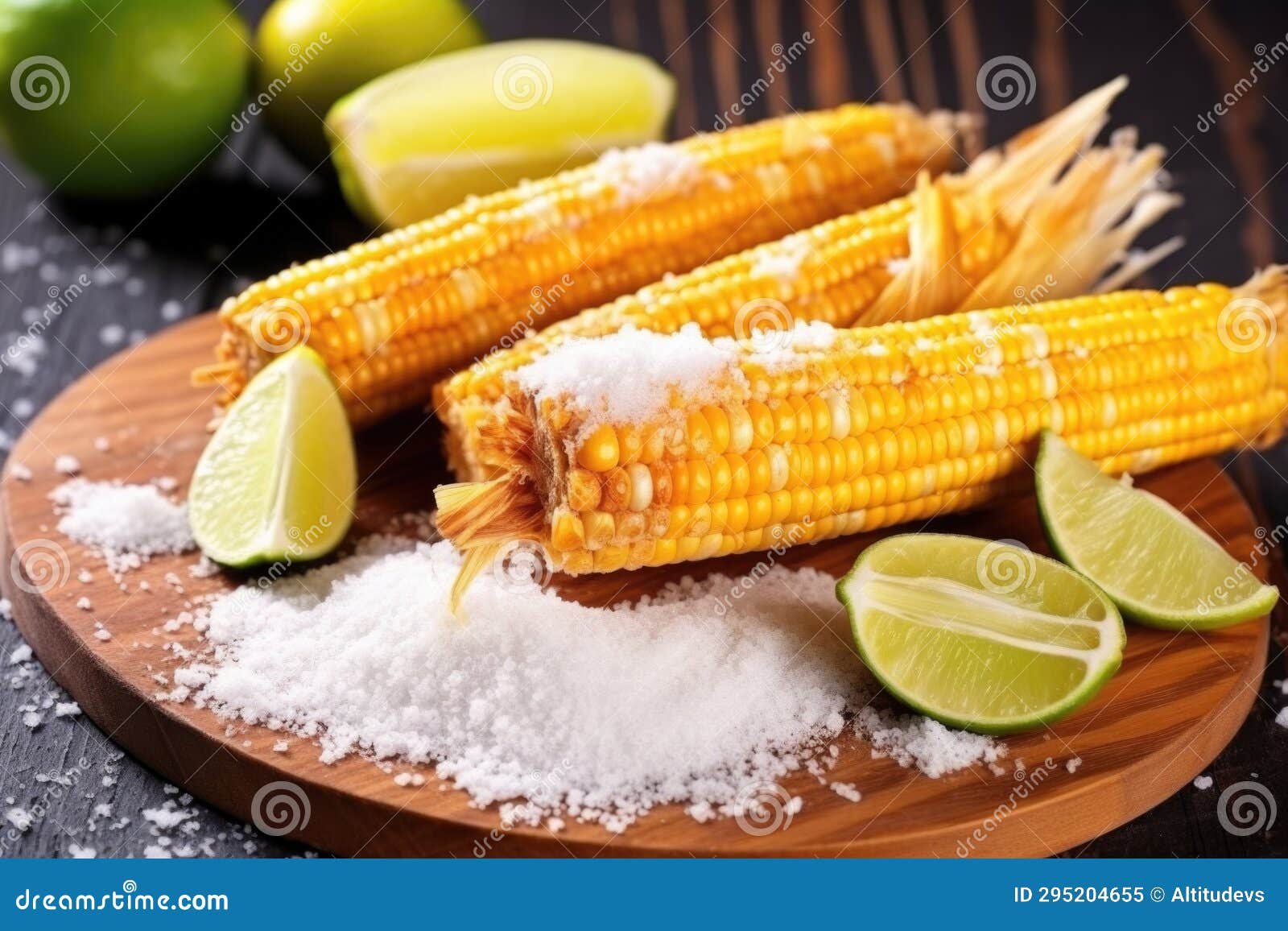 Charred Corn Garnished with Salt and Lime Stock Image - Image of salt ...