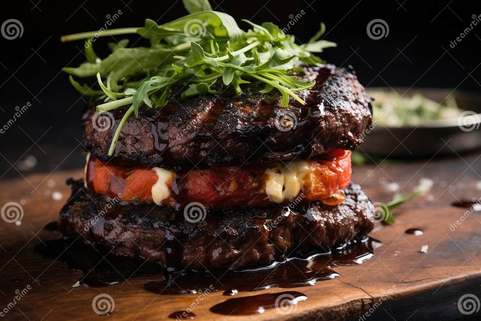 Charred Kangaroo Burger with Grill Marks Stock Image - Image of ...