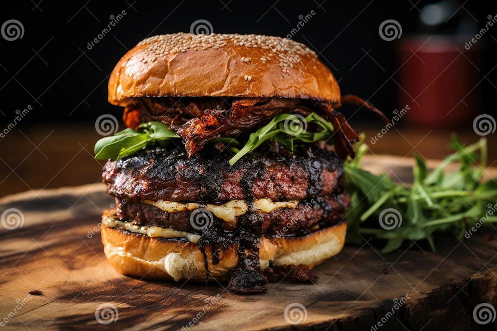 Charred Kangaroo Burger with Grill Marks Stock Photo - Image of cuisine ...