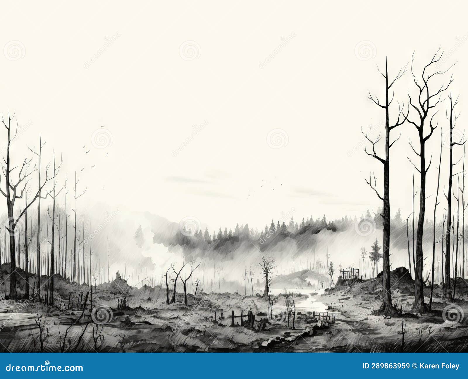 Charred Landscape Illustration Stock Illustration - Illustration of ...