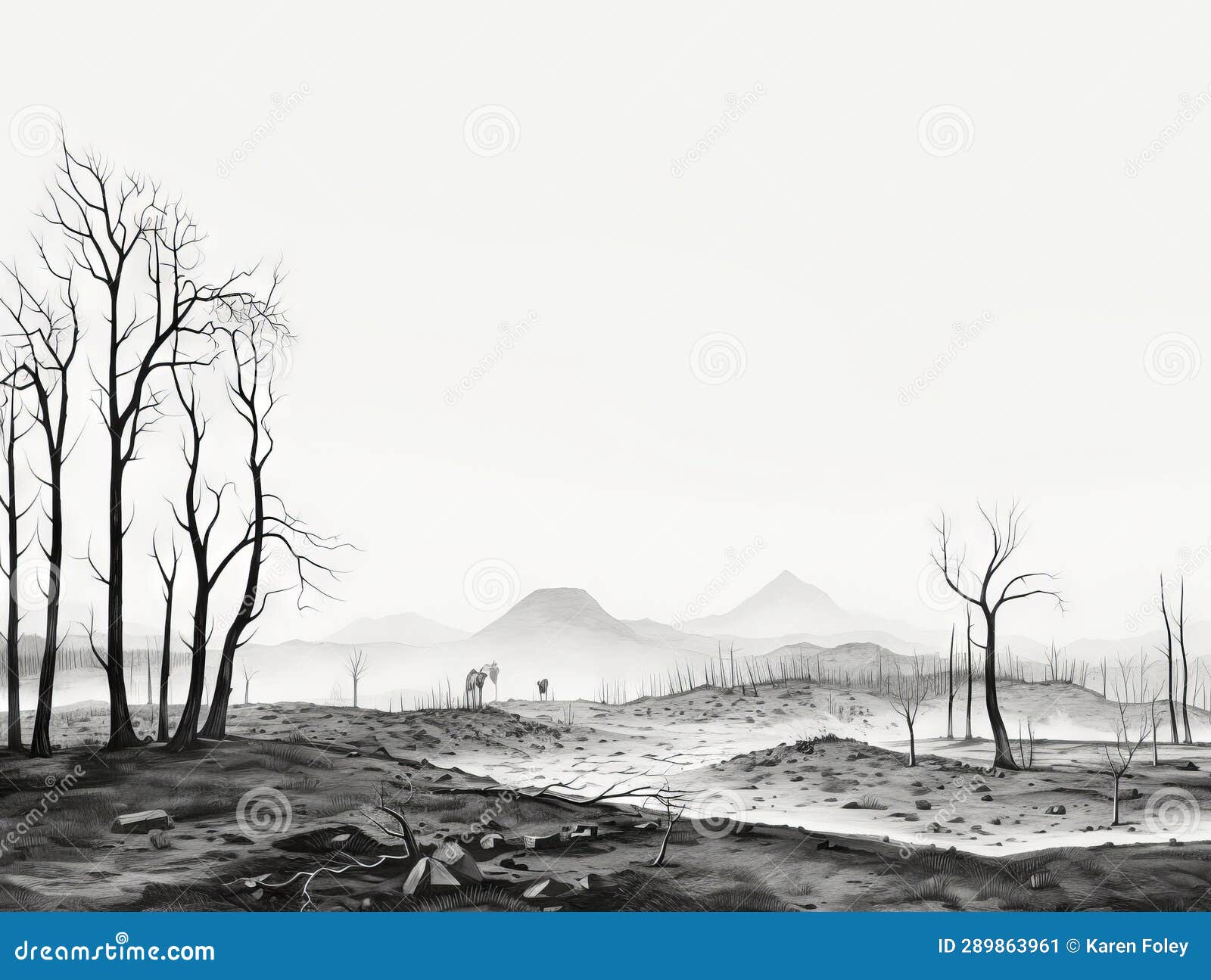 Charred Landscape Illustration Stock Illustration - Illustration of ...