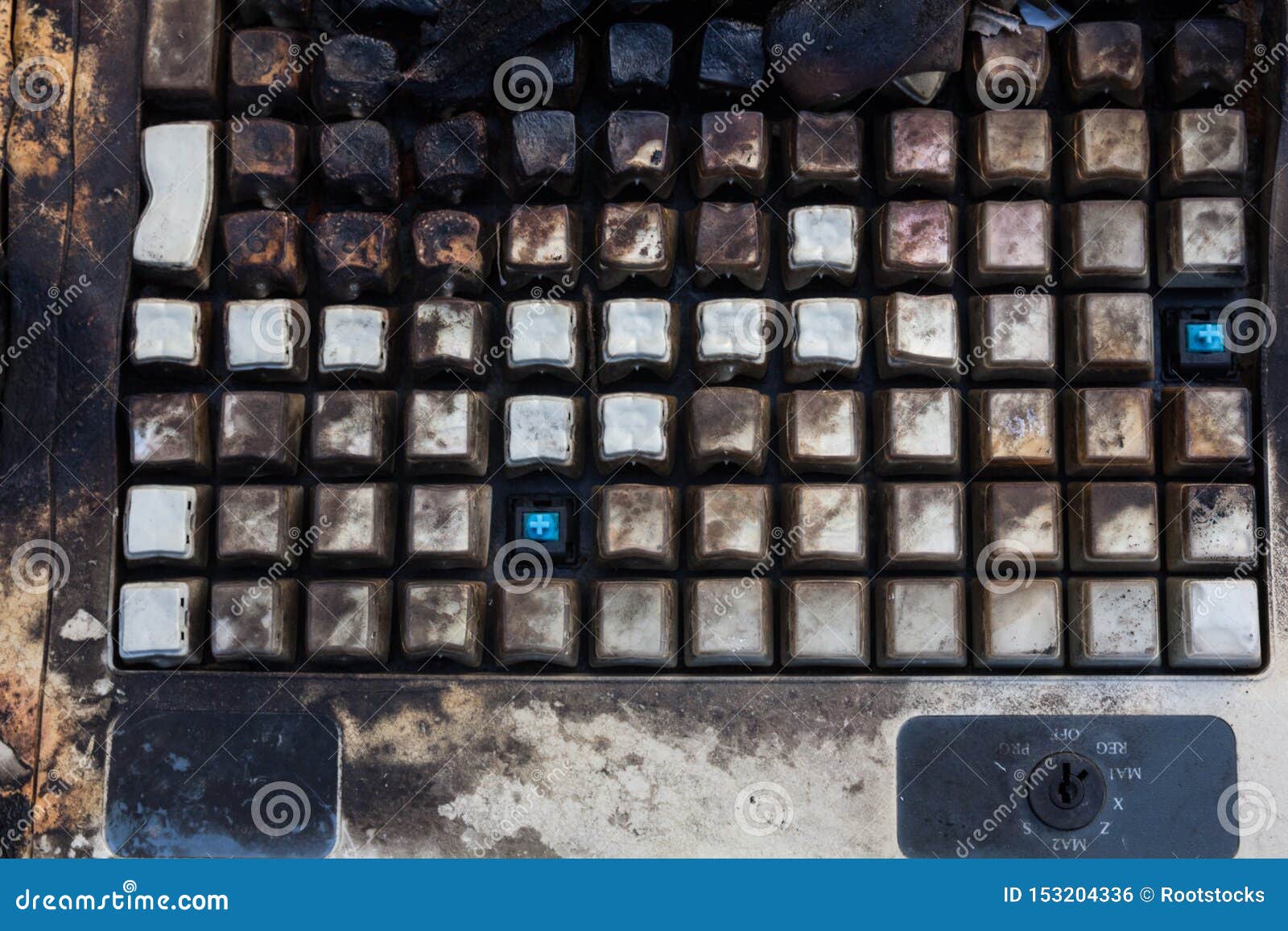 Charred and Melted Keyboard Stock Photo - Image of broken, burnt: 153204336