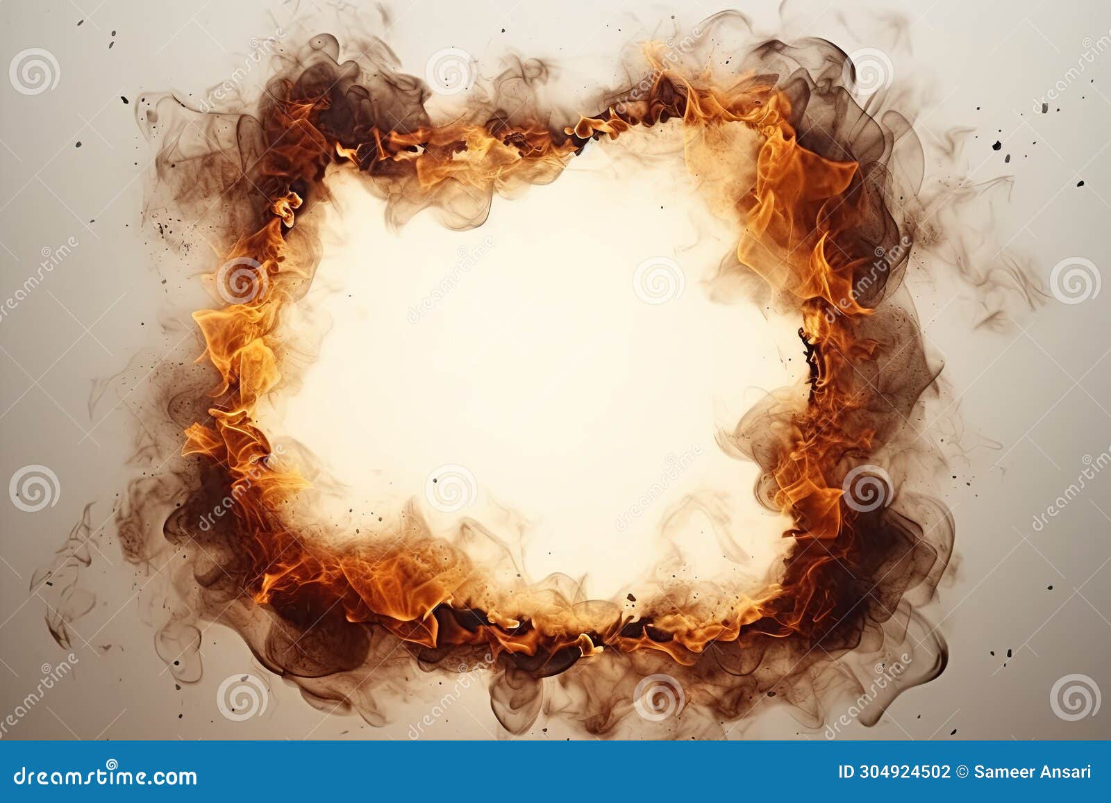 Charred Paper Frame Background with Edges Ablaze Creating a Dramatic ...