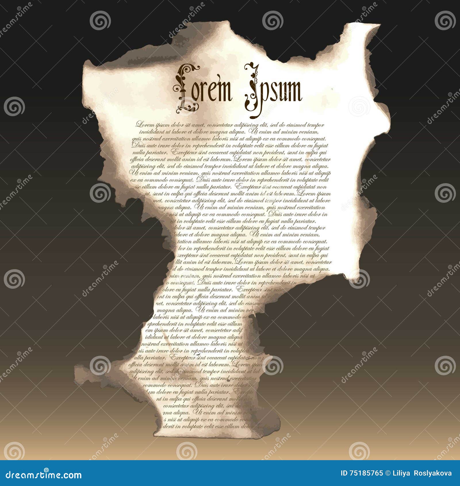 Charred Paper. Papyrus, an Old Manuscript. Template, Example Stock ...