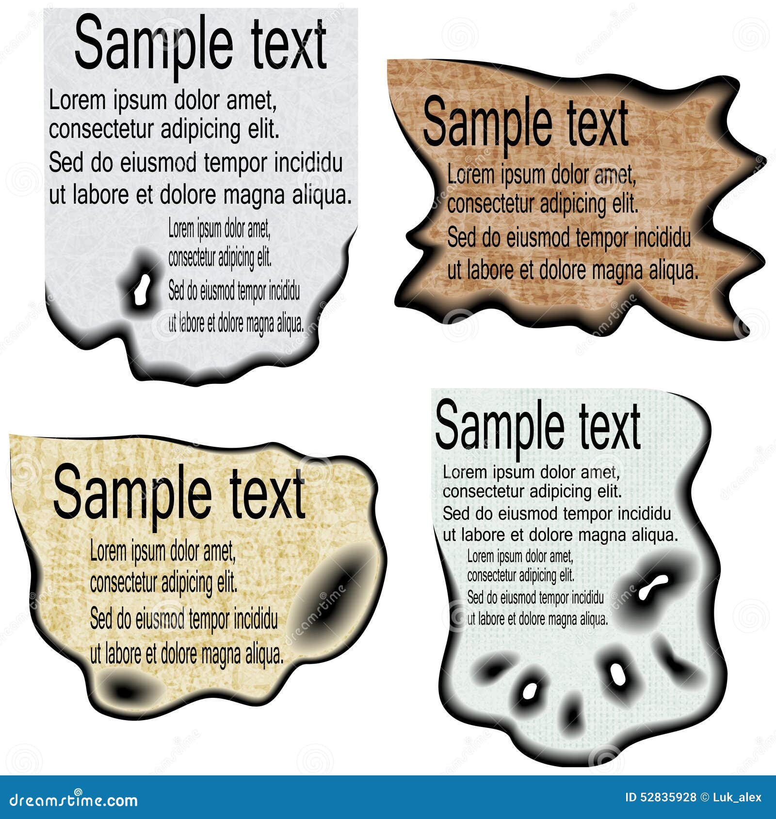 Charred Paper, On White Background, Top View Royalty-Free Cartoon ...