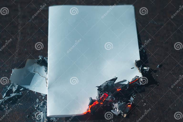 Charred the Paper Sheet on Dark Stock Image - Image of draw, fine: 84826239