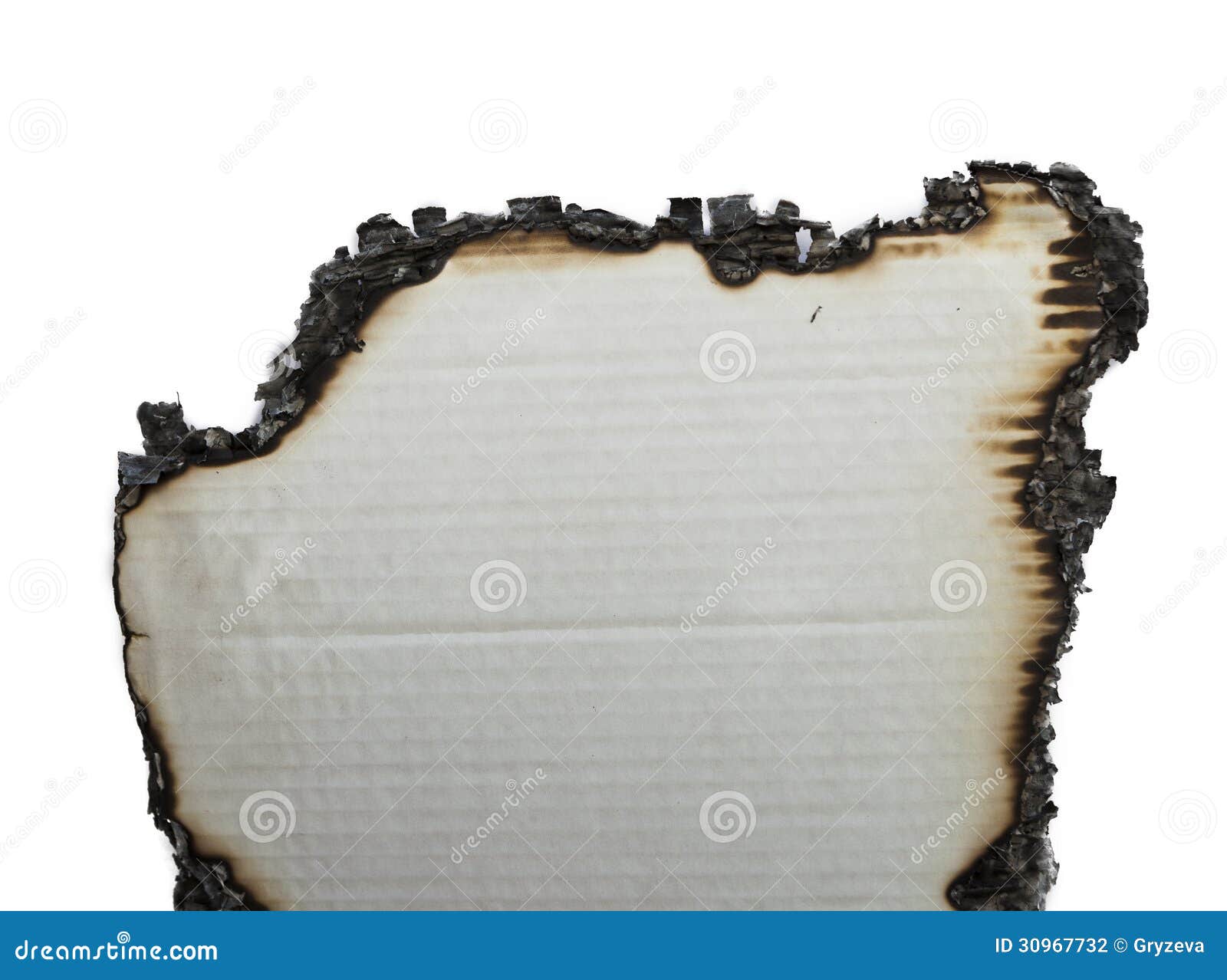 Charred Paper Scraps Isolated On White Background, Top View. Burned ...