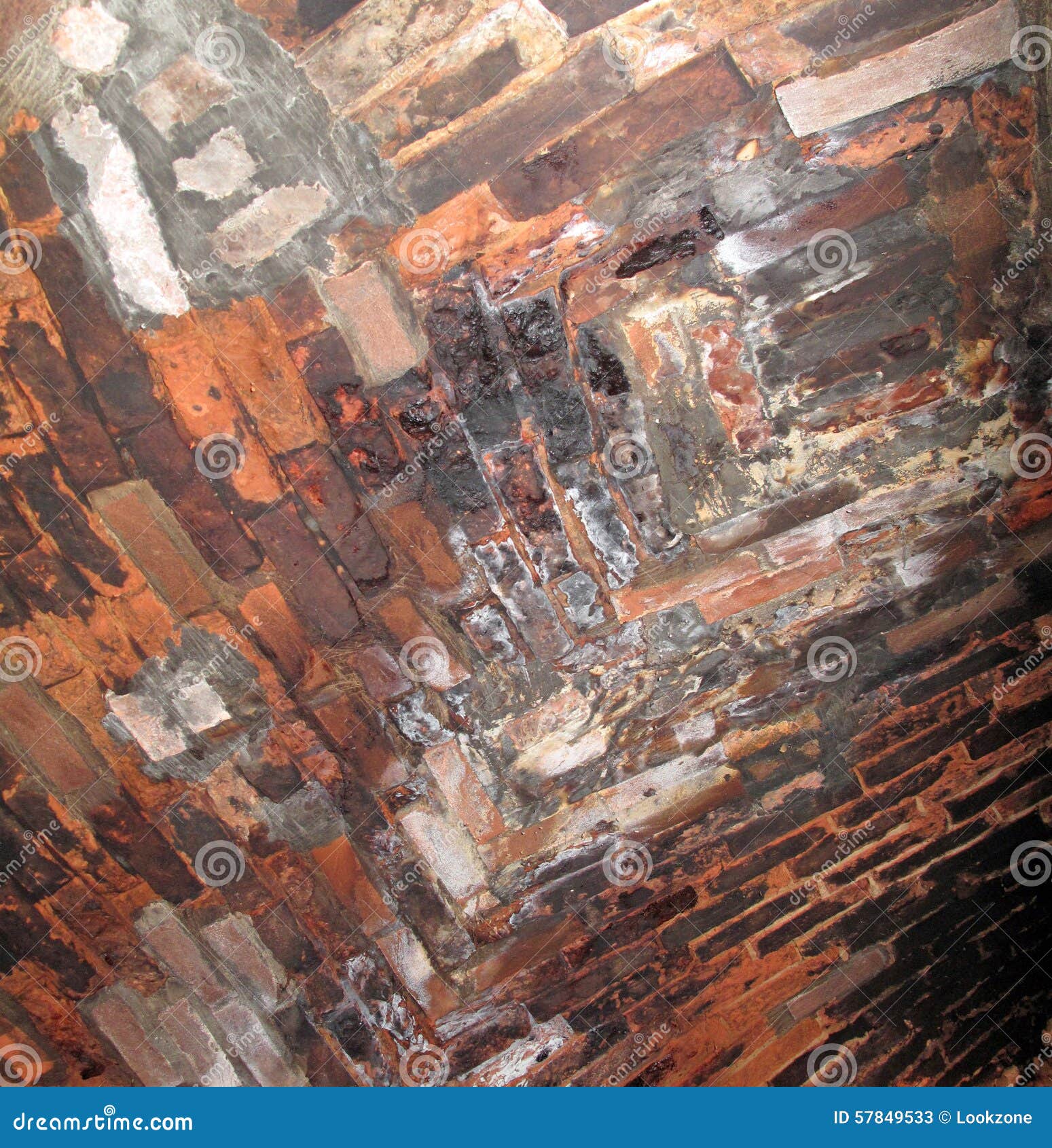 Charred Red Brick Arched Wall. Stock Image - Image of creosote, bricks ...