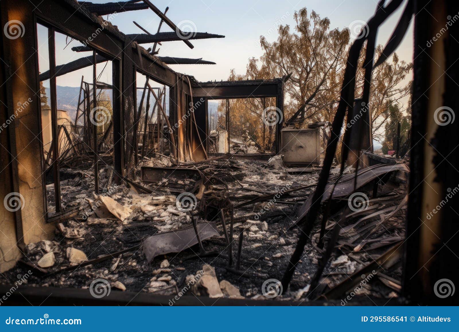 Charred Remnants of a Fire-destroyed House Stock Image - Image of fire ...
