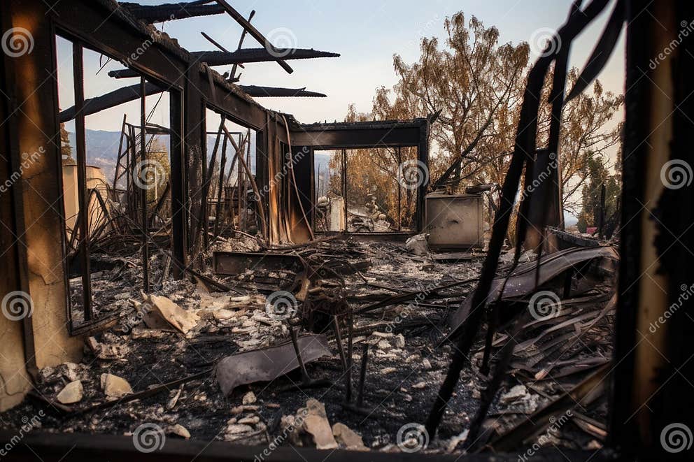 Charred Remnants of a Fire-destroyed House Stock Image - Image of fire ...