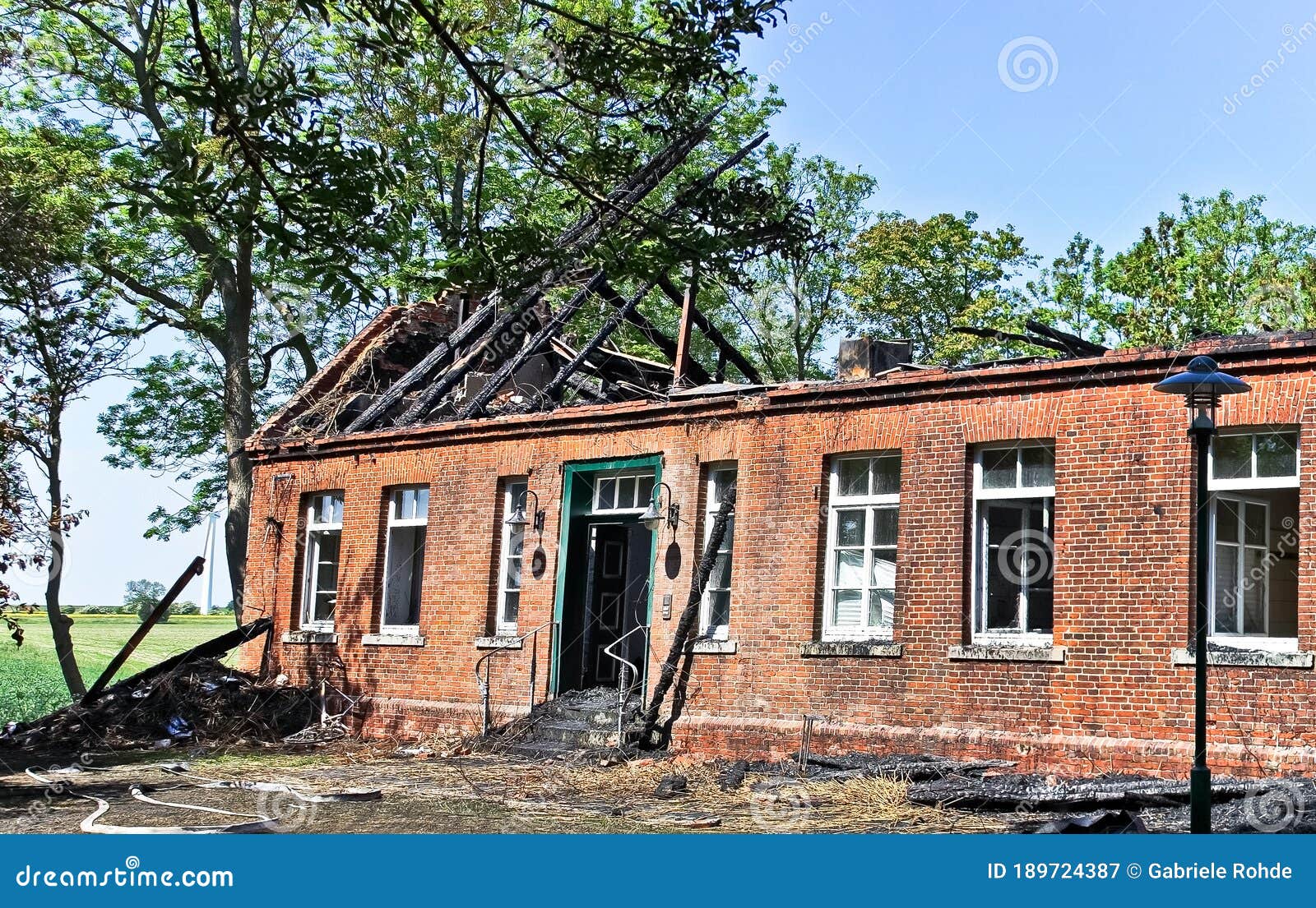Burned House after Fire Damage Stock Image - Image of large, outdoor ...