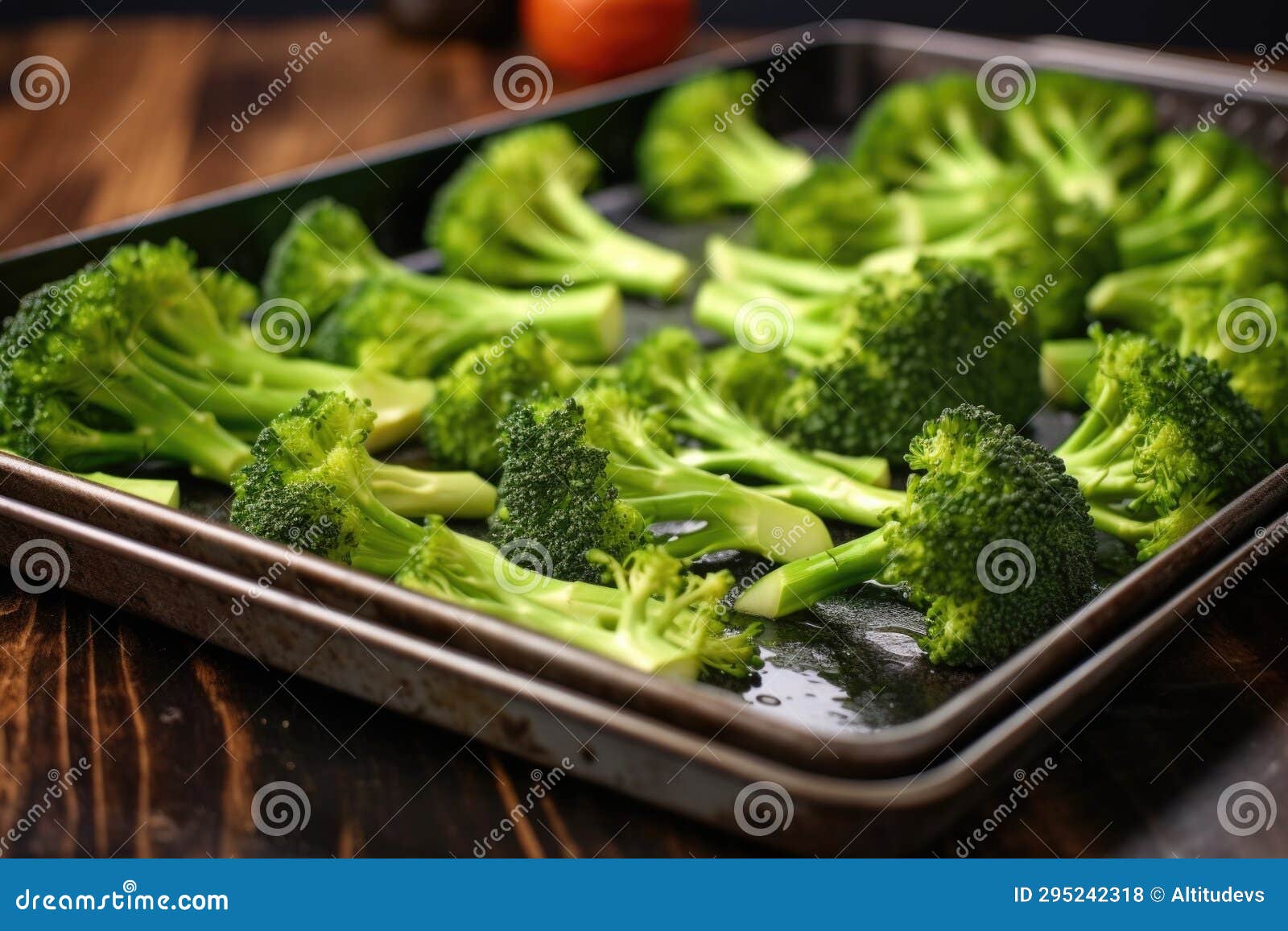Charred, Smoked Broccoli on a Steel Roasting Tray Stock Photo - Image ...