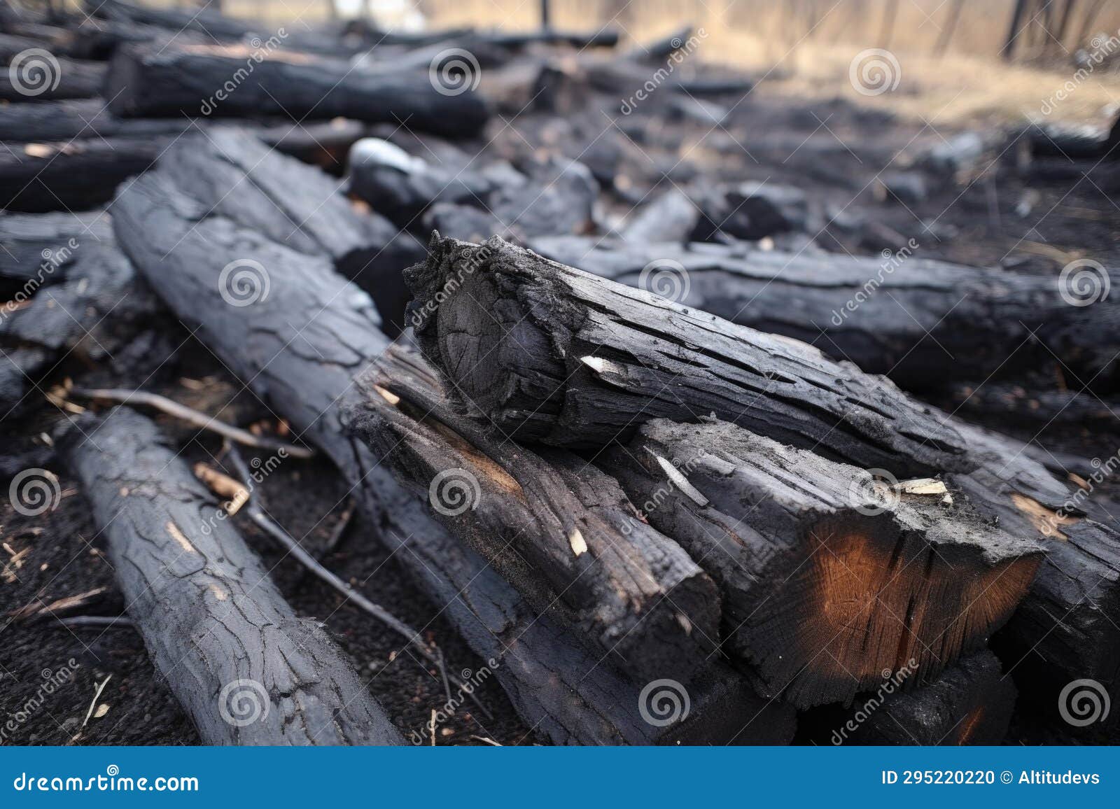 Charred Wood Pieces, Aftermath of a Forest Fire Stock Photo - Image of ...