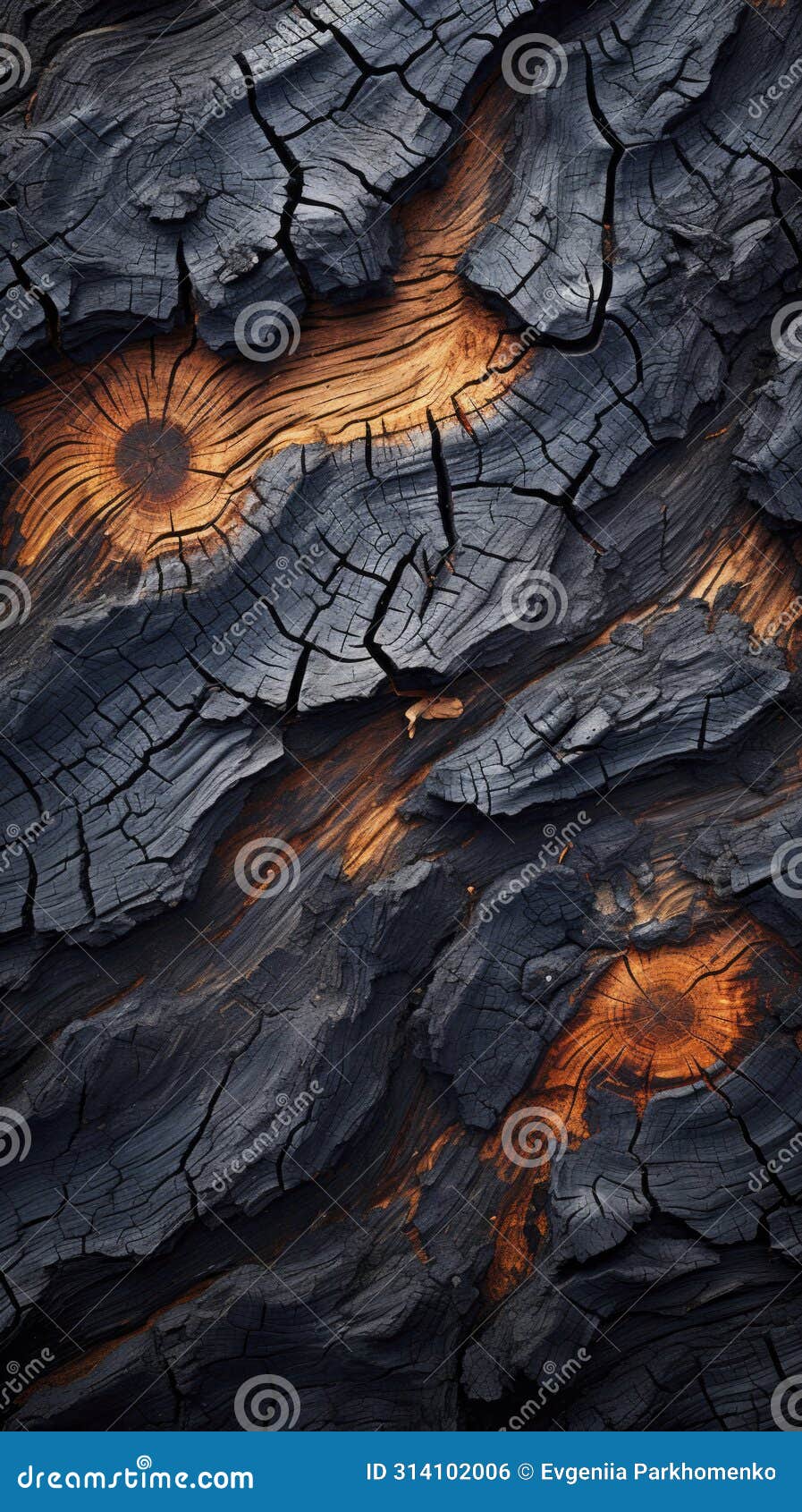 Charred Wood Texture in Close-Up, Patterns and Contrasts. Stock Photo ...
