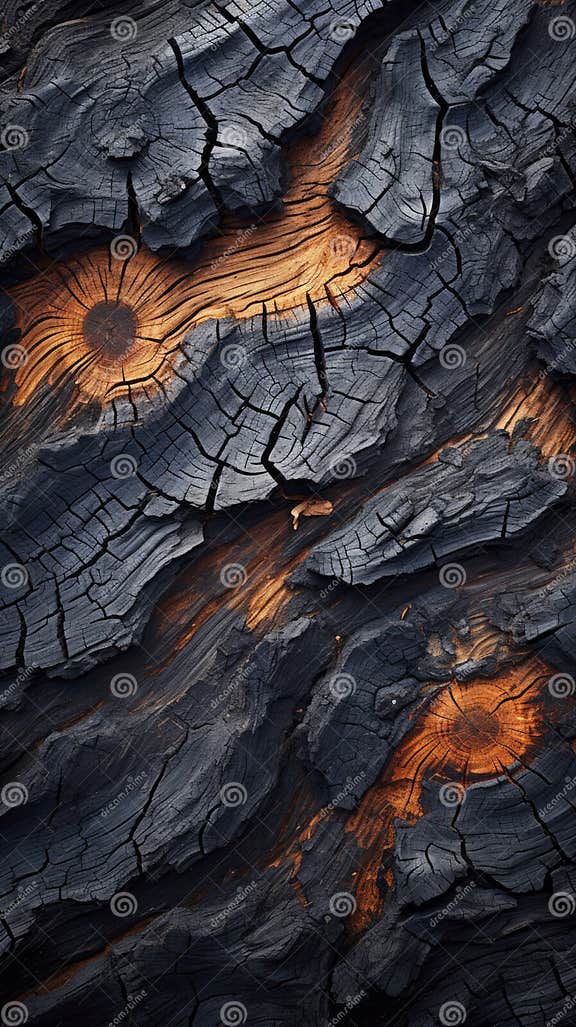 Charred Wood Texture in Close-Up, Patterns and Contrasts. Stock Photo ...