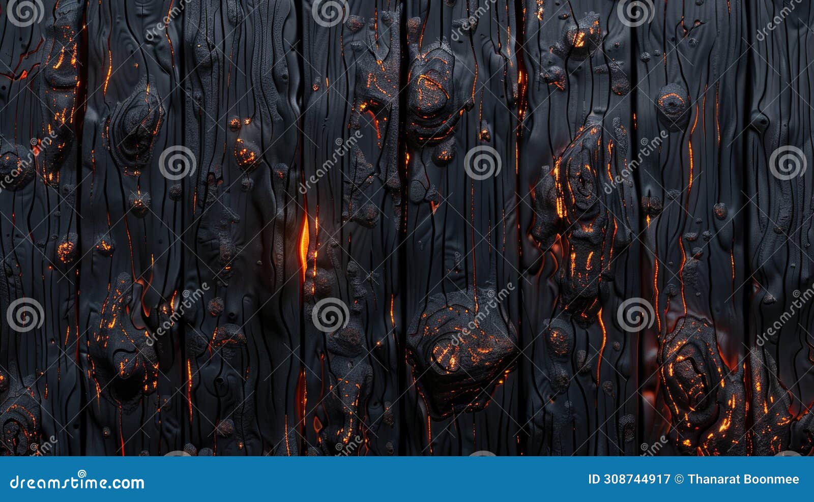 Charred Wood Texture Featuring Glowing Embers for a Dramatic Effect. Ai ...
