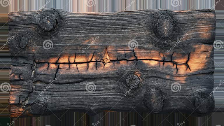 Charred Wooden Plank with Burnt Textures, Rustic Design Element Stock ...