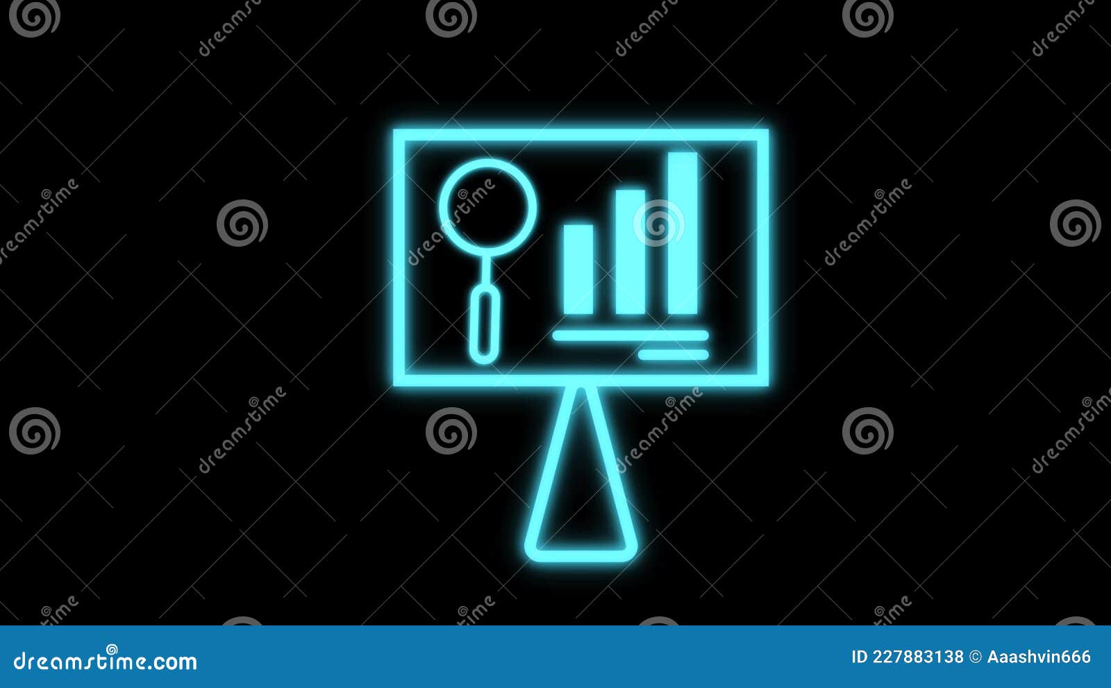 Chart Analysis Icon in Glowing Blue Neon Colour with Loop Animation ...