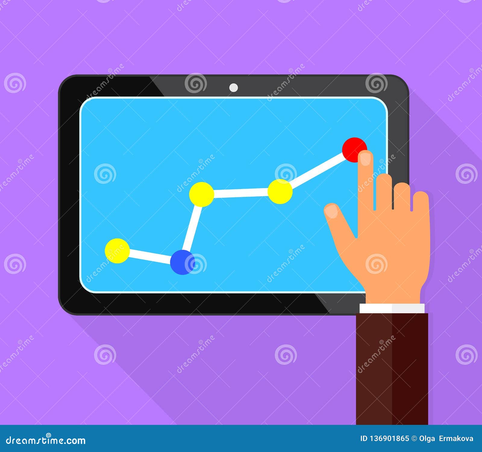Chart. Analytical Data. Finger Up Holding Chart Arrow. Businessman ...