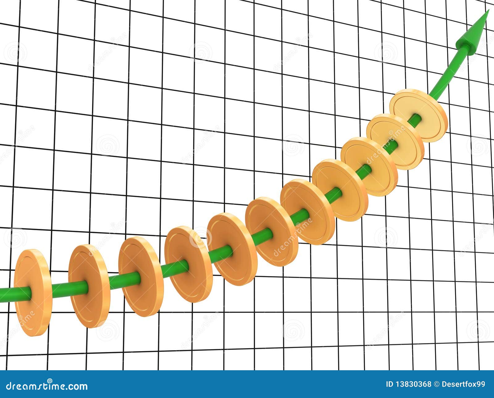 Chart with arrow and coins stock illustration. Illustration of coin ...