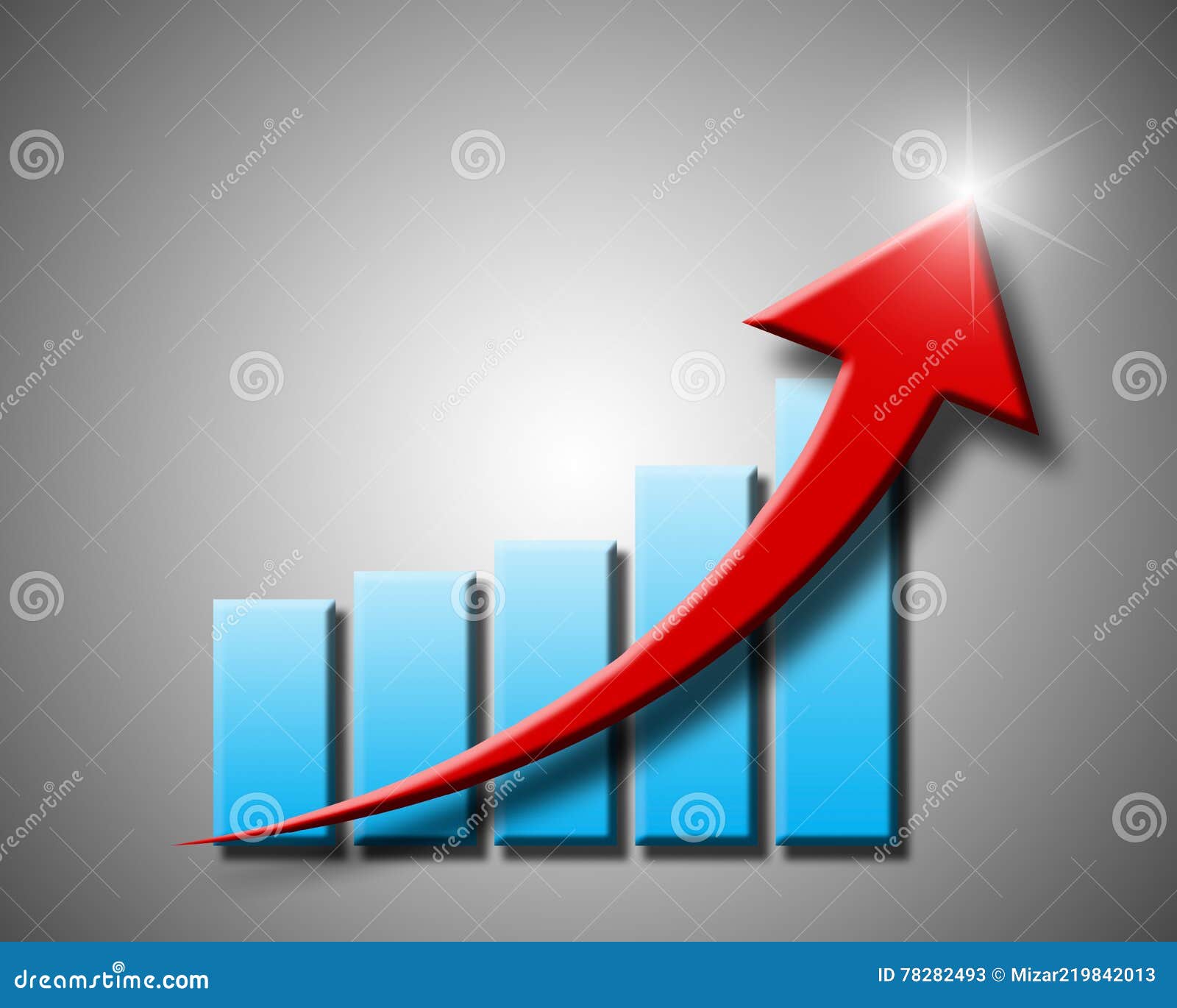 Chart and Arrow on a Grey Background in Progress Stock Illustration ...