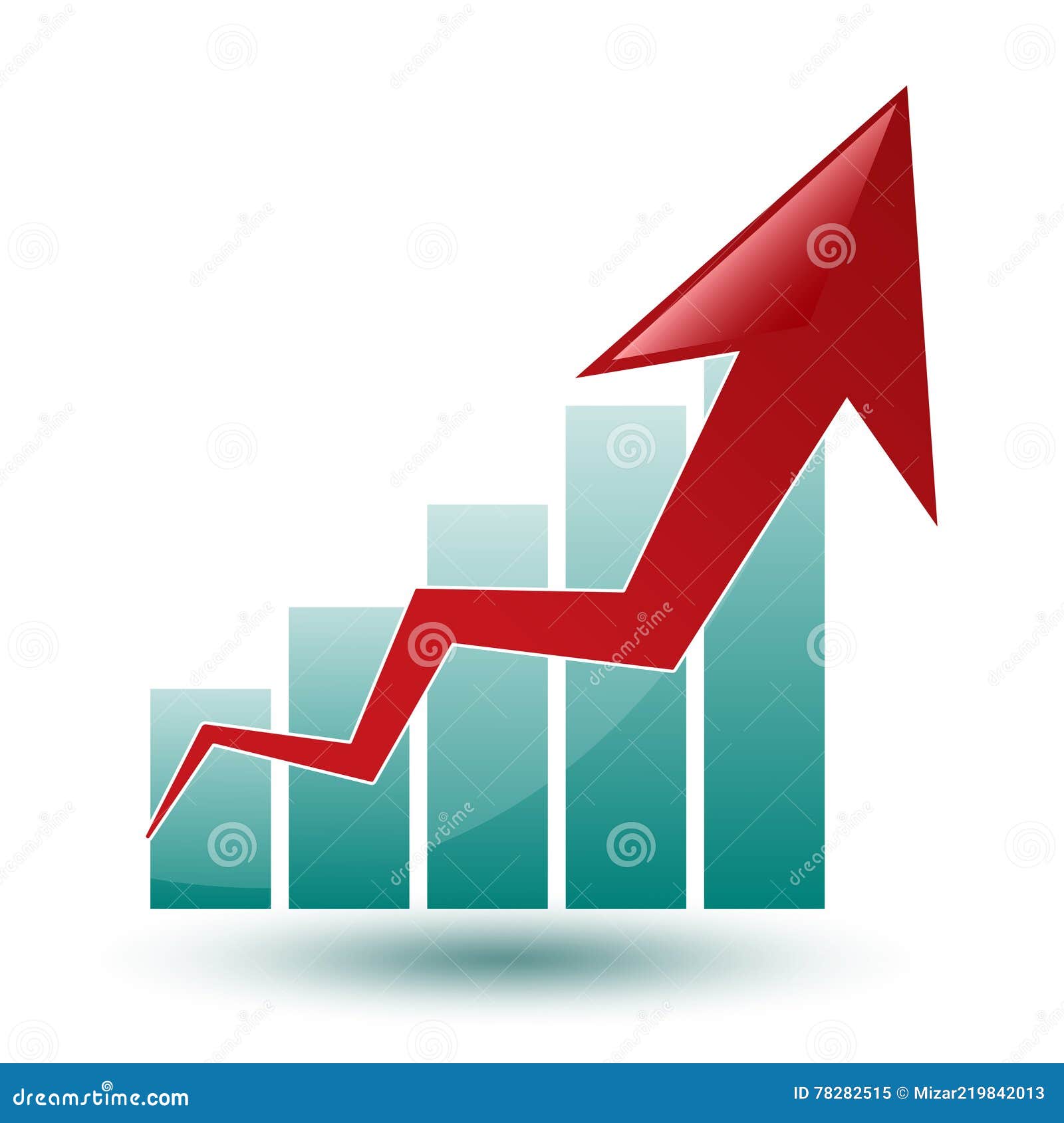 Chart and Arrow on a White Background in Progress Stock Vector ...