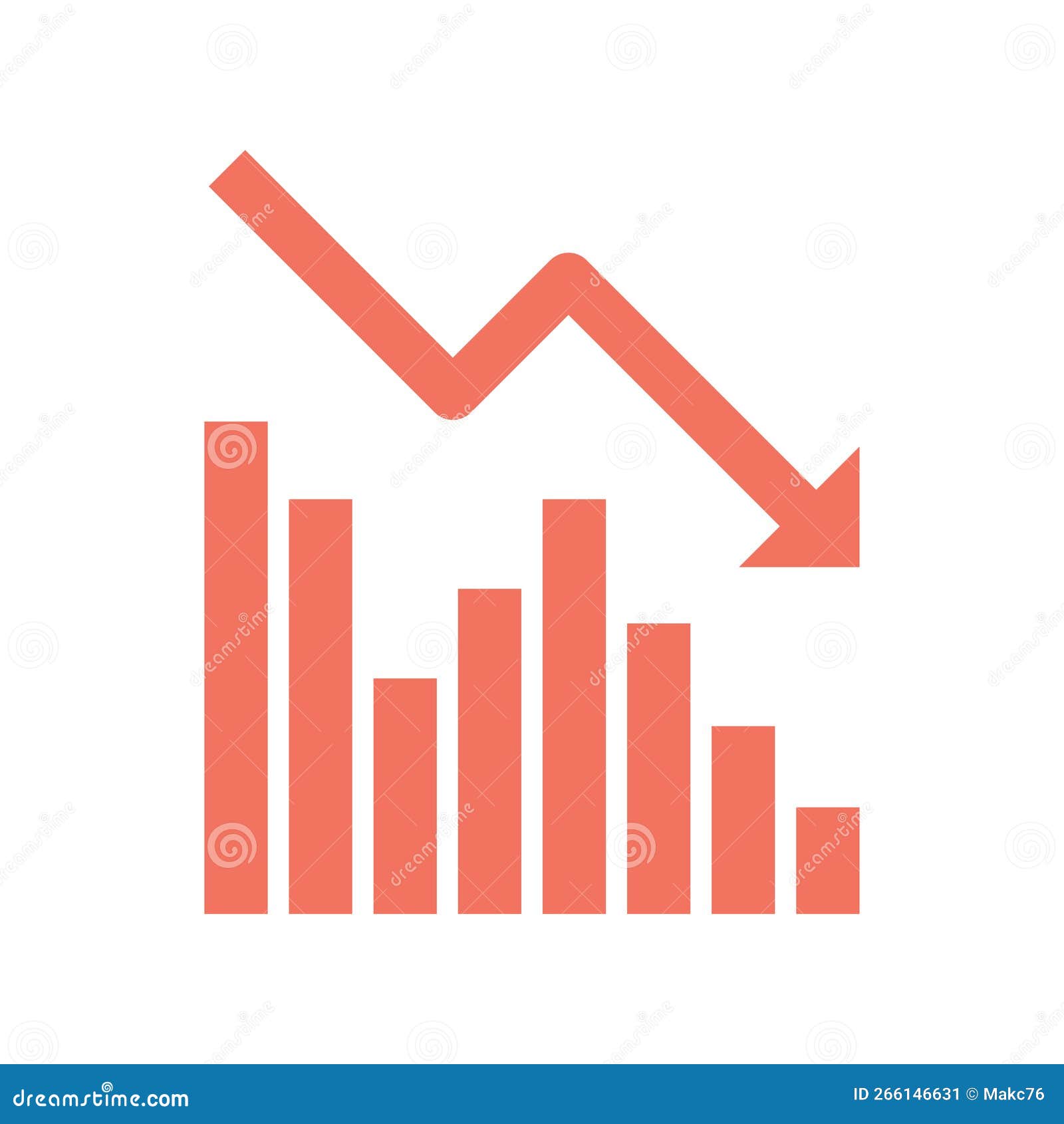 Chart with Bars Declining. Graph Trending Downwards Stock Vector ...