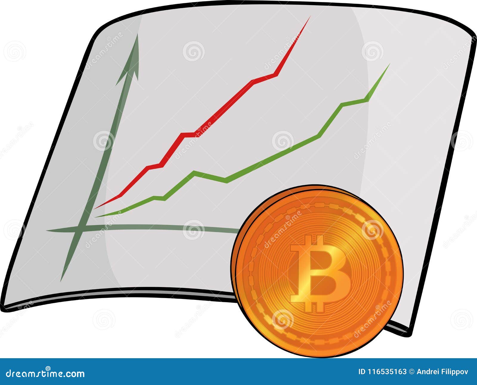 Chart and bitcoin stock vector. Illustration of isolated - 116535163