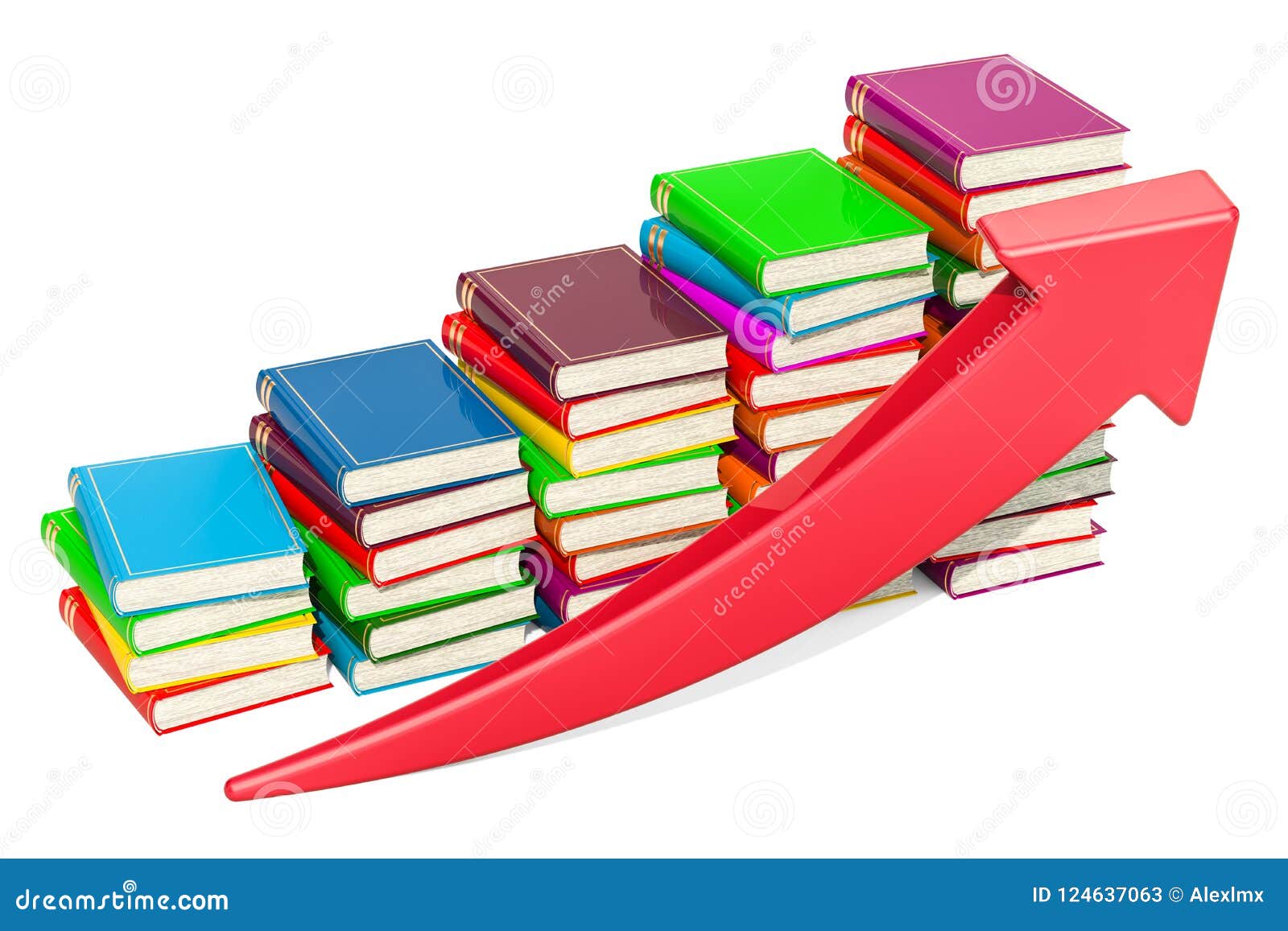 Chart from Books with Growth Arrow. Growth of Education Concept, 3D ...