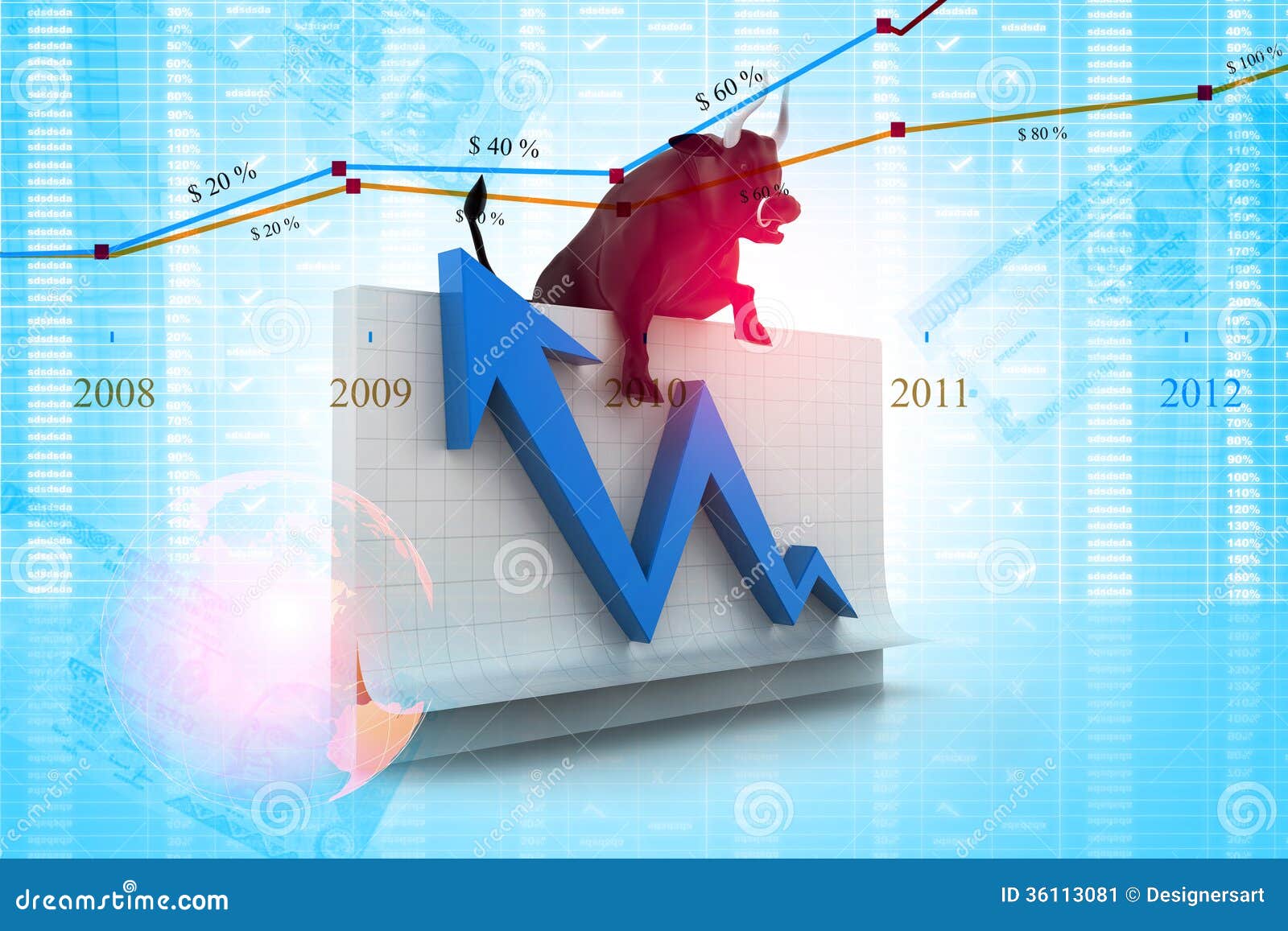 Chart and bull stock illustration. Illustration of inspiration - 36113081