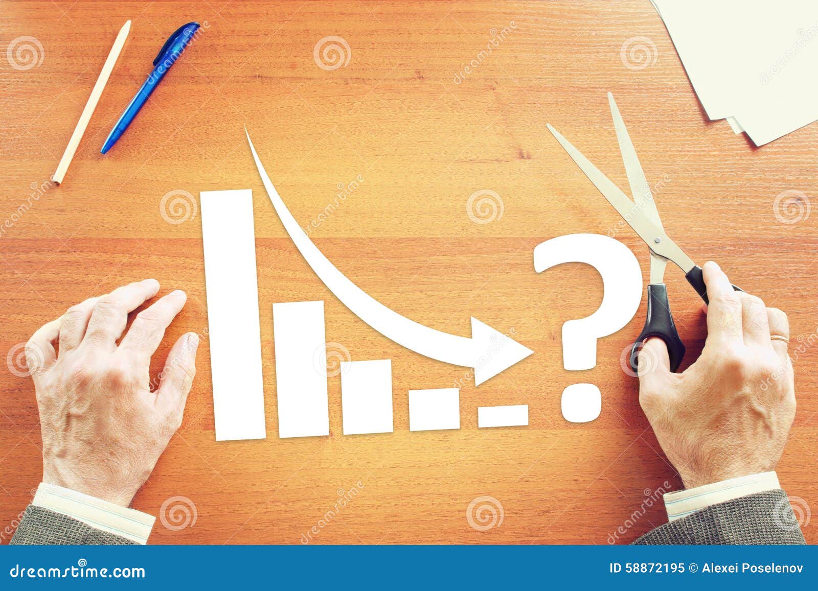 Chart of Business Decrease with an Arrow Falling Down Stock Image ...