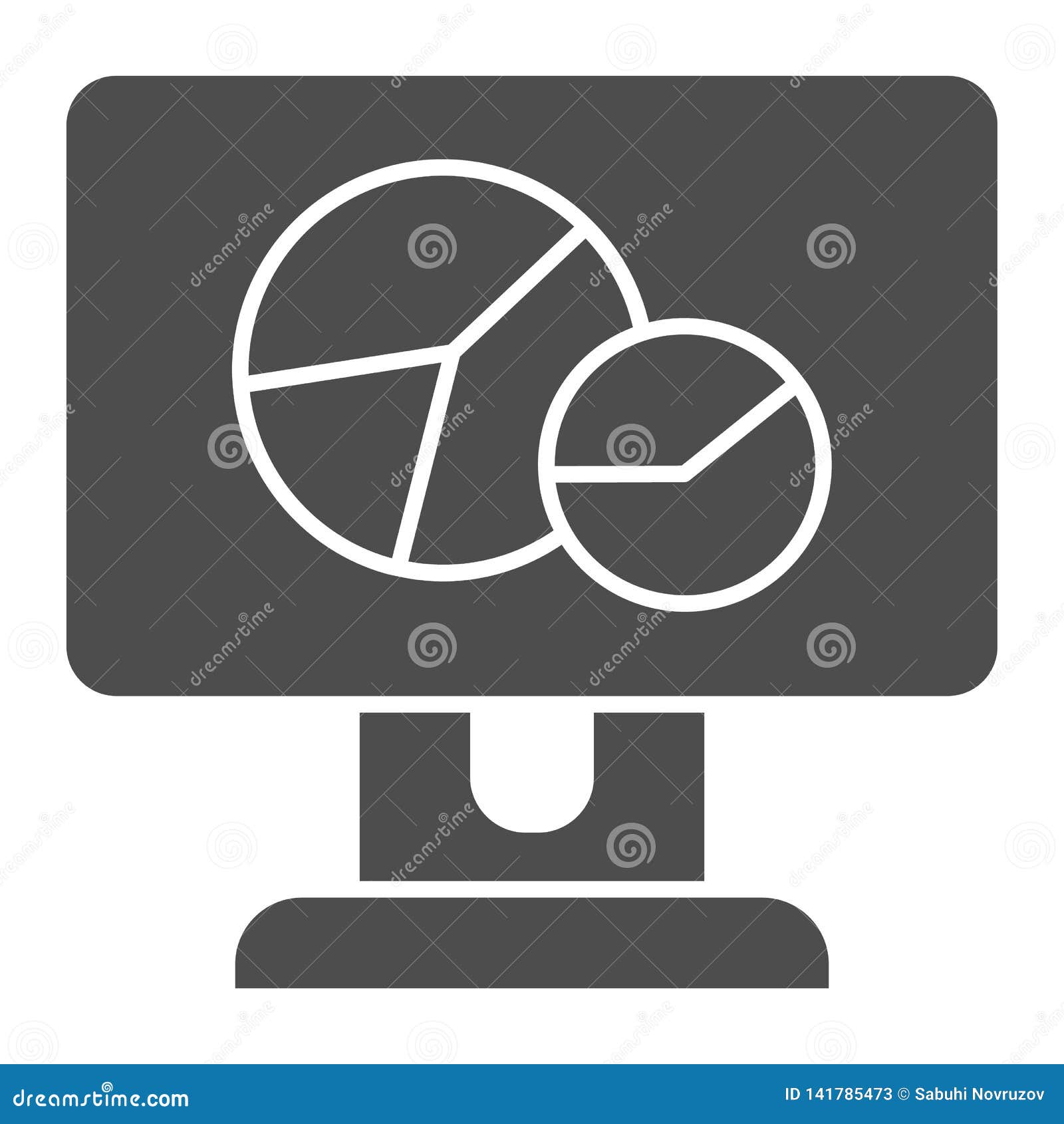 Chart on Computer Screen Solid Icon. Circle Graph on Monitor Vector ...