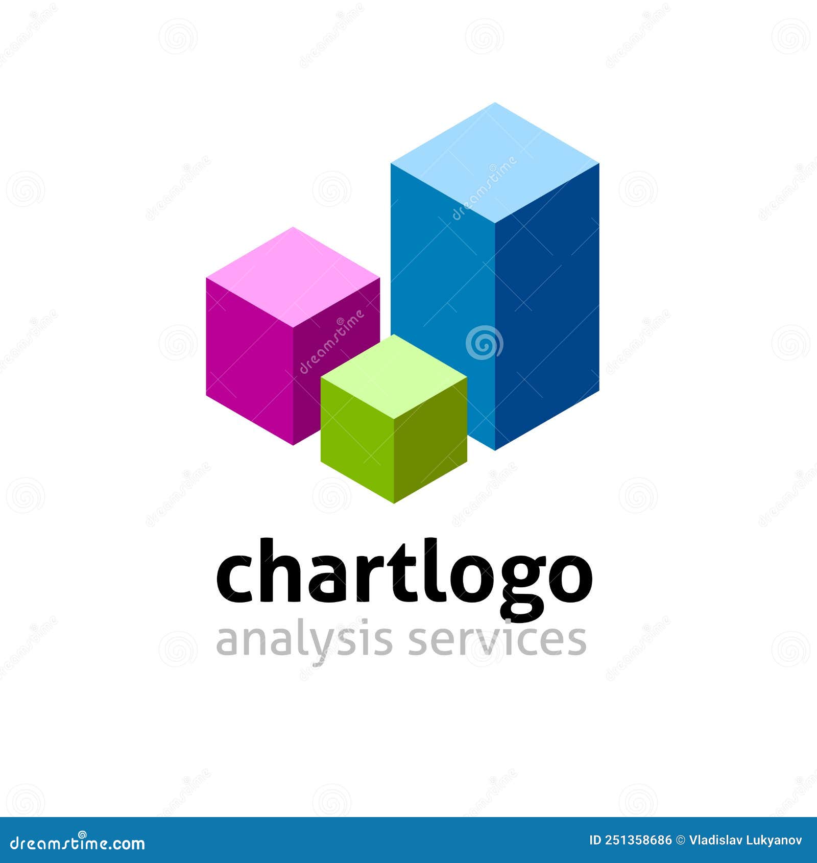 Chart Construction Logo Abstract Cube 3d Style Vector or Isometric Data ...