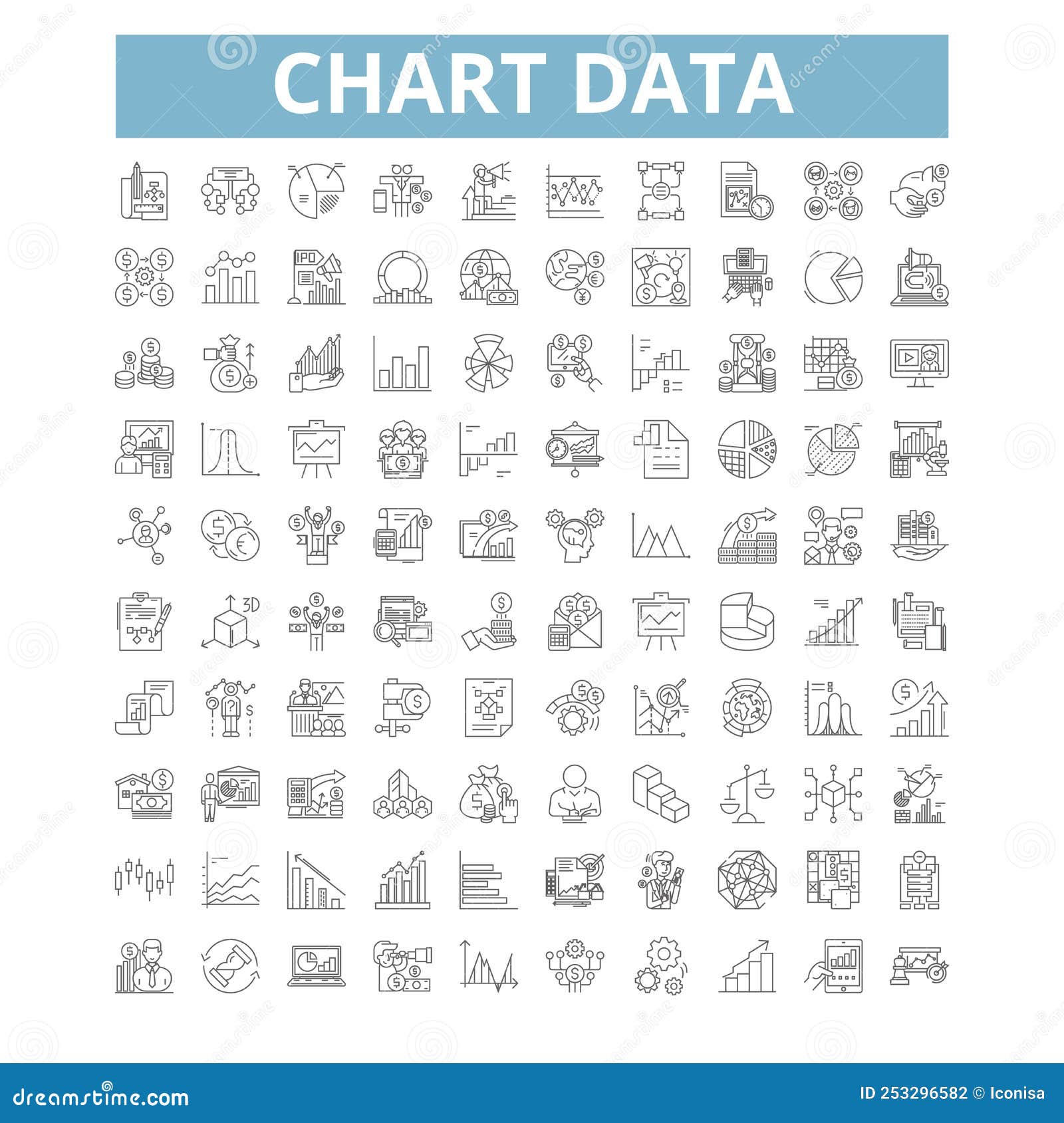Chart Data Icons, Line Symbols, Web Signs, Vector Set, Isolated ...