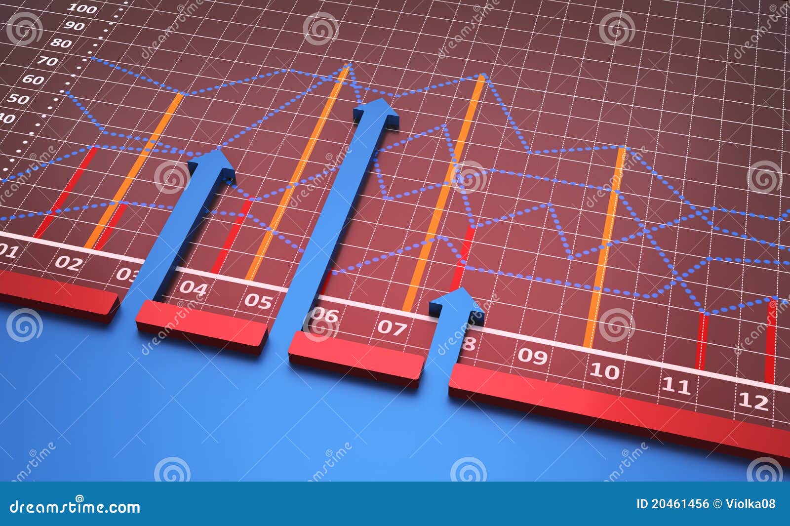 Chart, diagram with arrows stock illustration. Illustration of annual ...