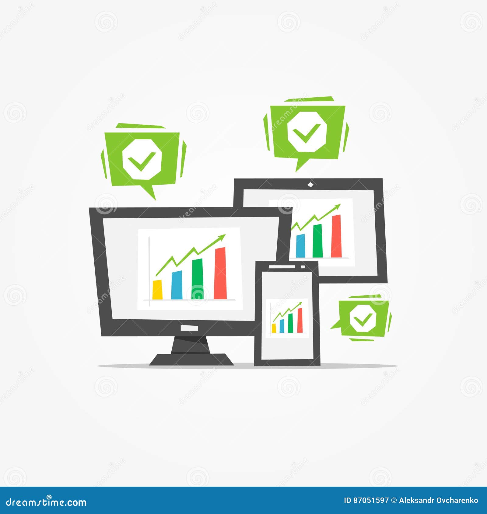 Chart, Diagram on Different Devices Stock Vector - Illustration of ...