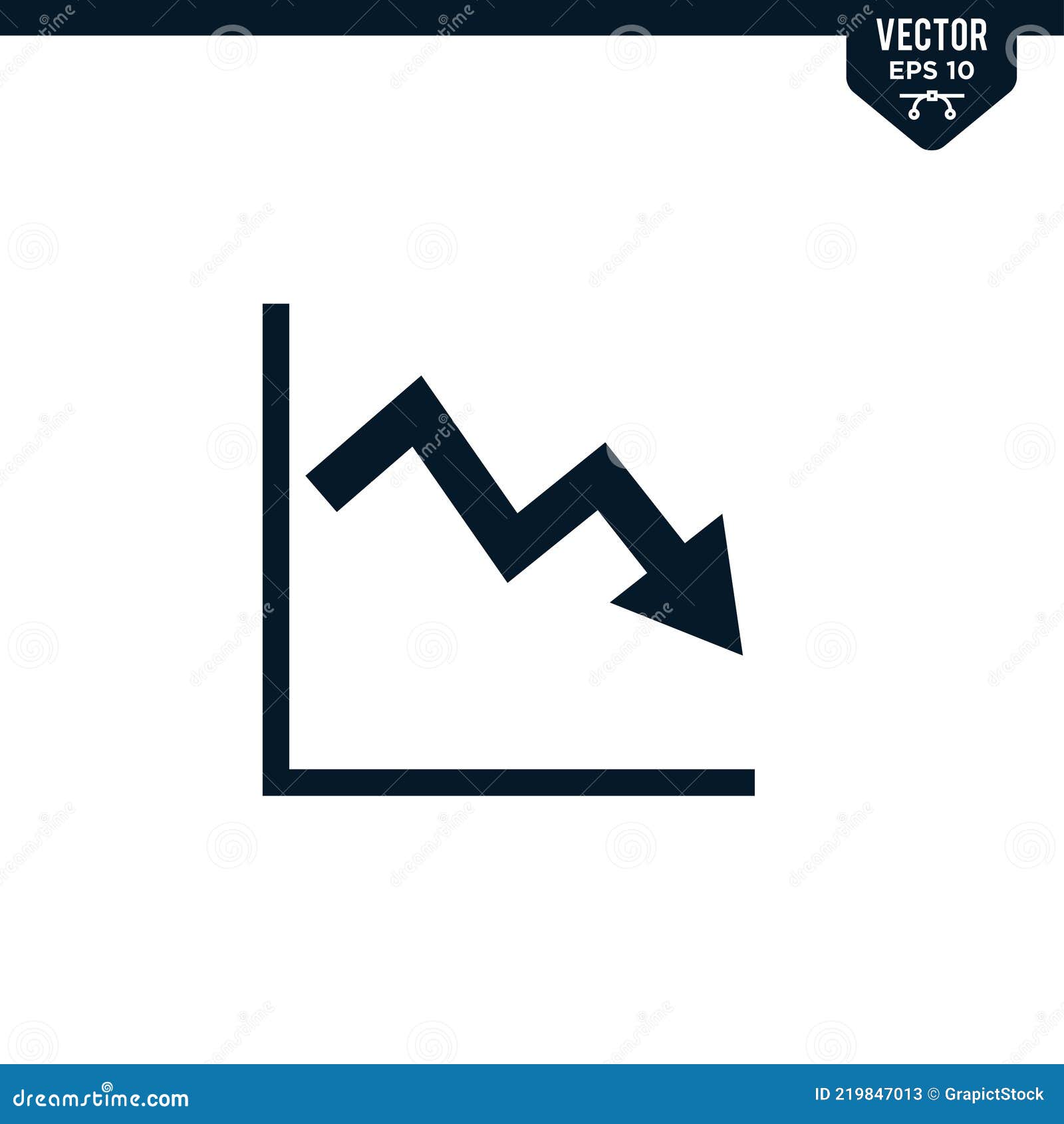 Chart with Down Arrow Icon Collection in Glyph Style Stock Vector ...