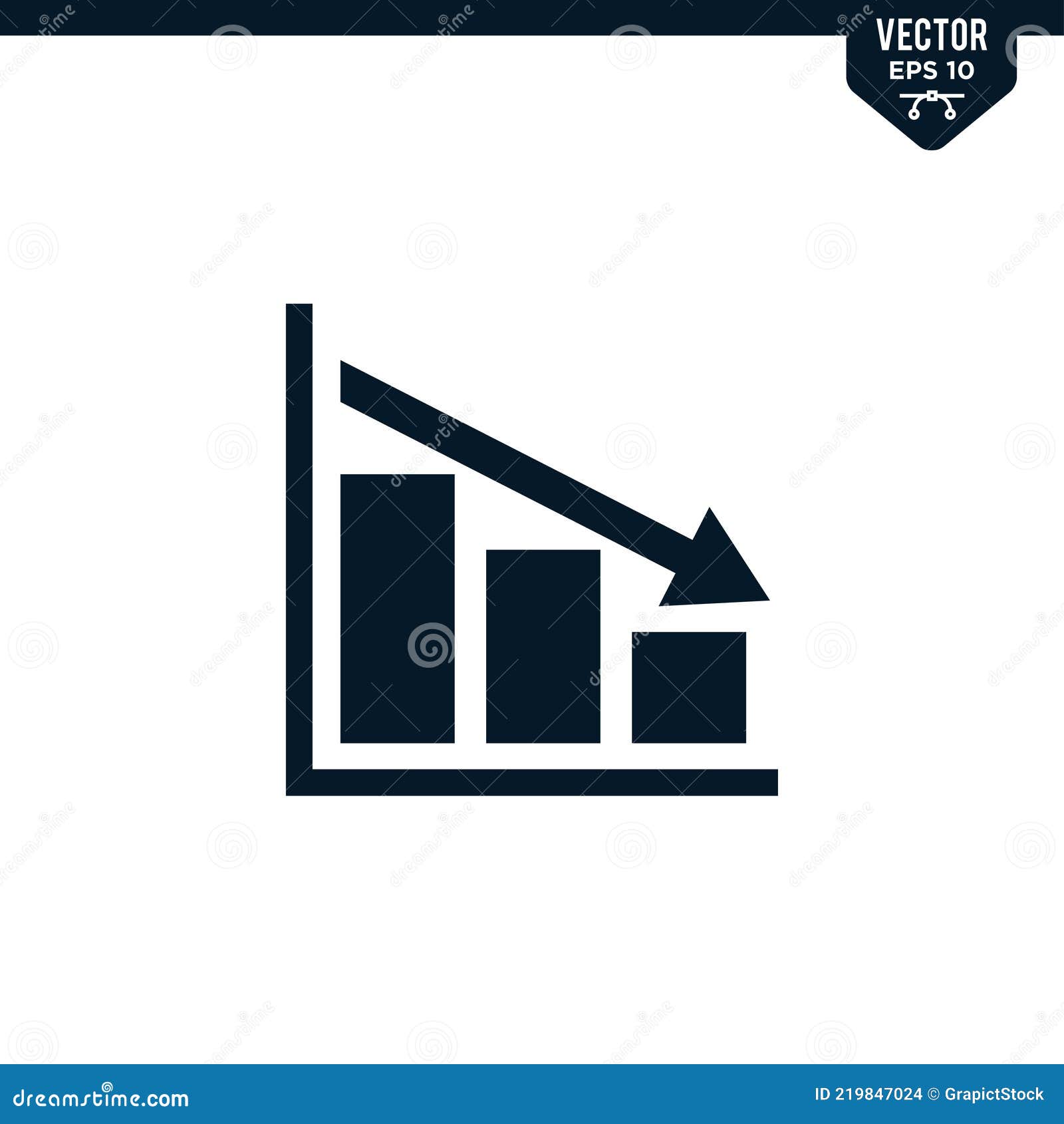 Chart with Down Arrow Icon Collection in Glyph Style Stock Vector ...