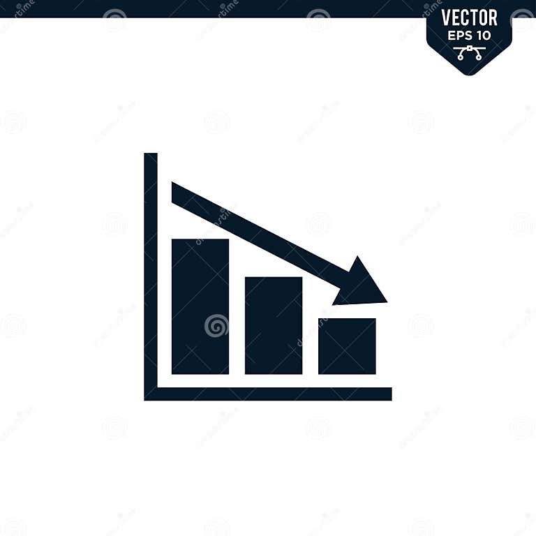 Chart with Down Arrow Icon Collection in Glyph Style Stock Vector ...