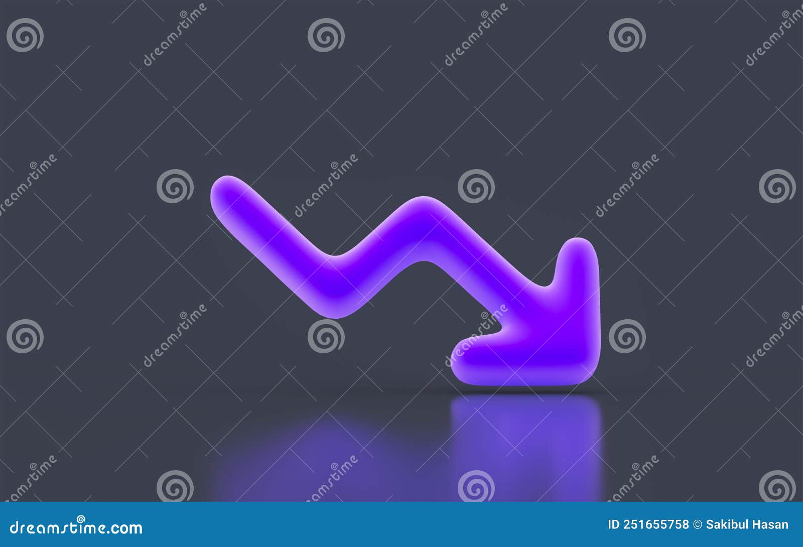 Chart Down Arrow Sing Minimalistic Look on Dark Background Stock ...