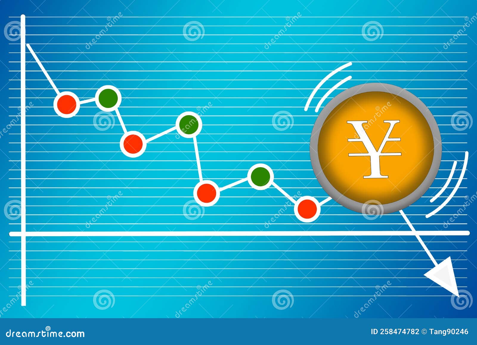 Chart with Down Arrow and Yen Symbol Stock Illustration - Illustration ...