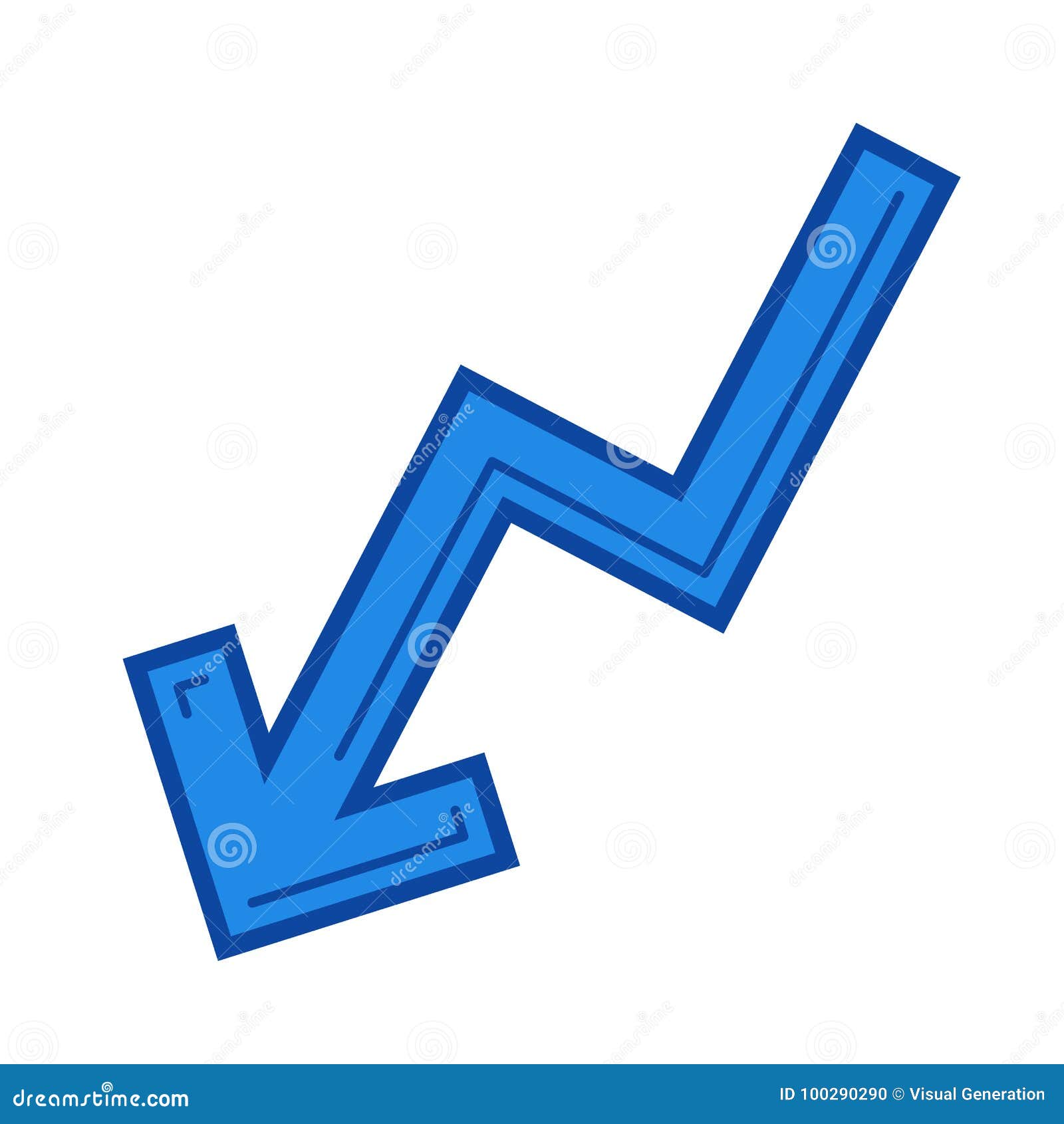Chart down line icon. stock vector. Illustration of decrease - 100290290