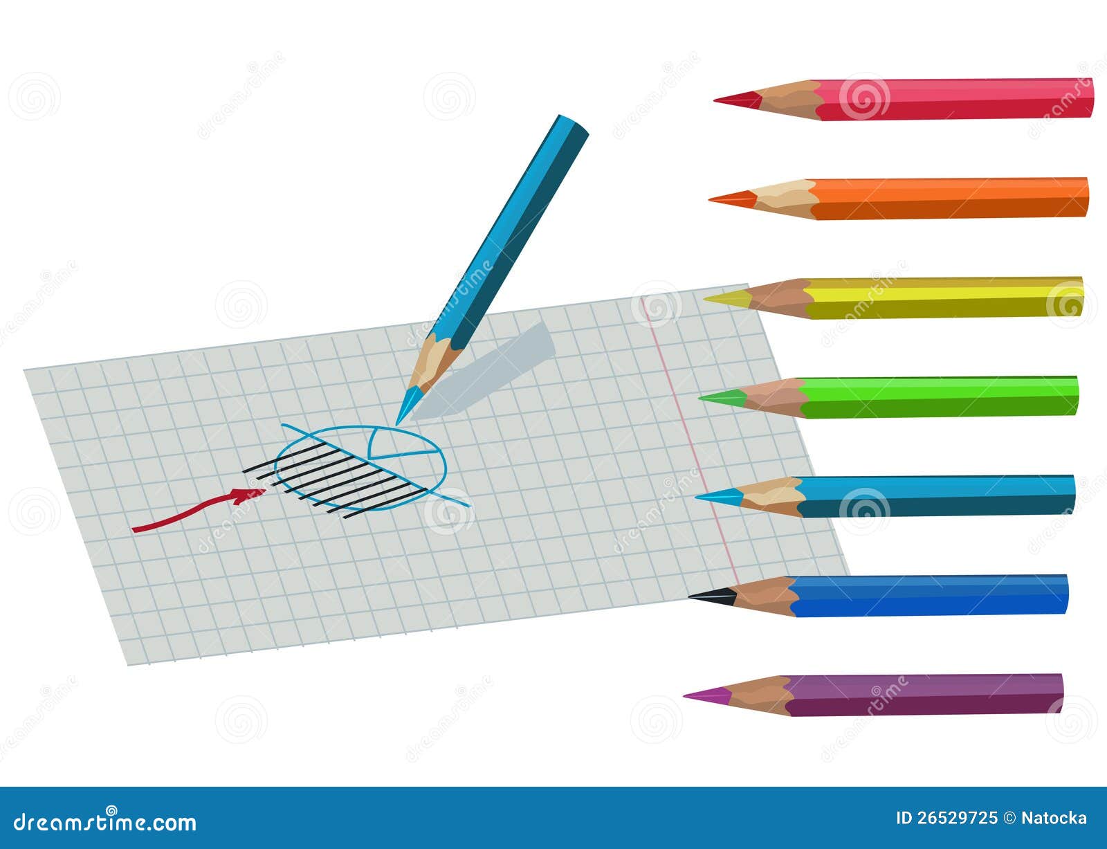 Chart drawing with pencil stock vector. Illustration of business - 26529725